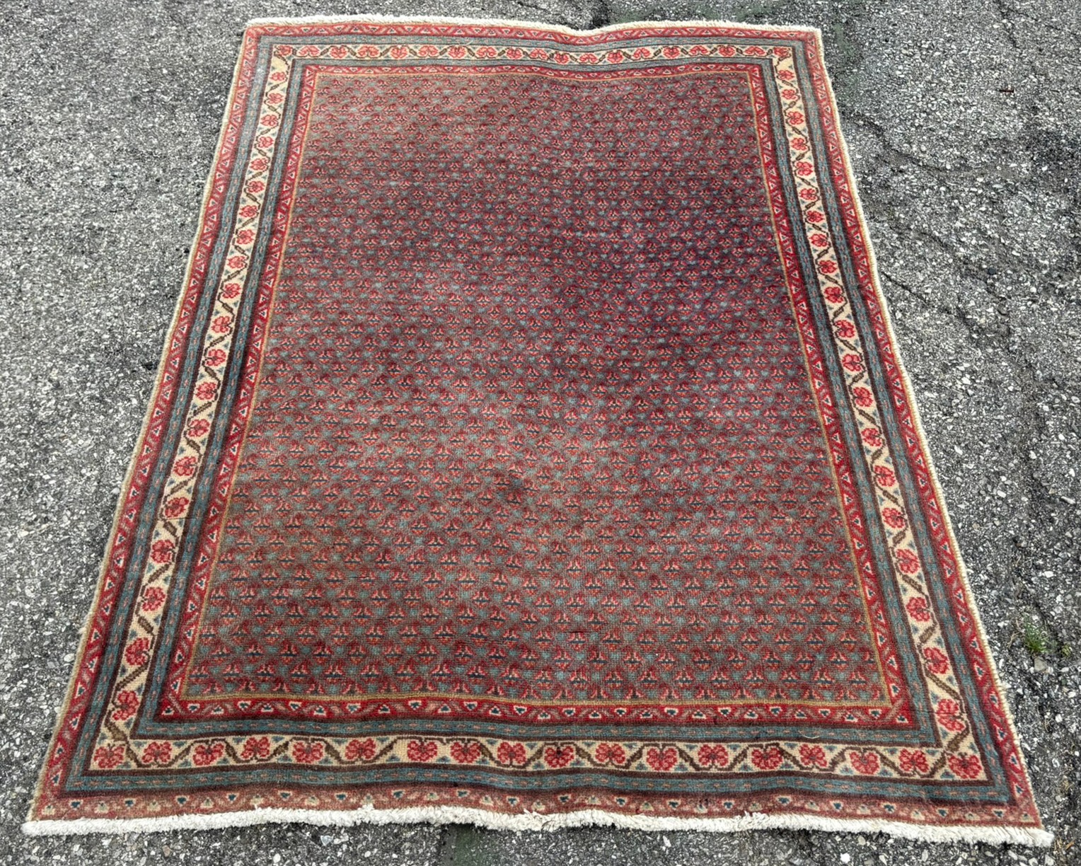 A Vintage Hand-Knotted Persian-Style Wool Rug In Herati Pattern ...