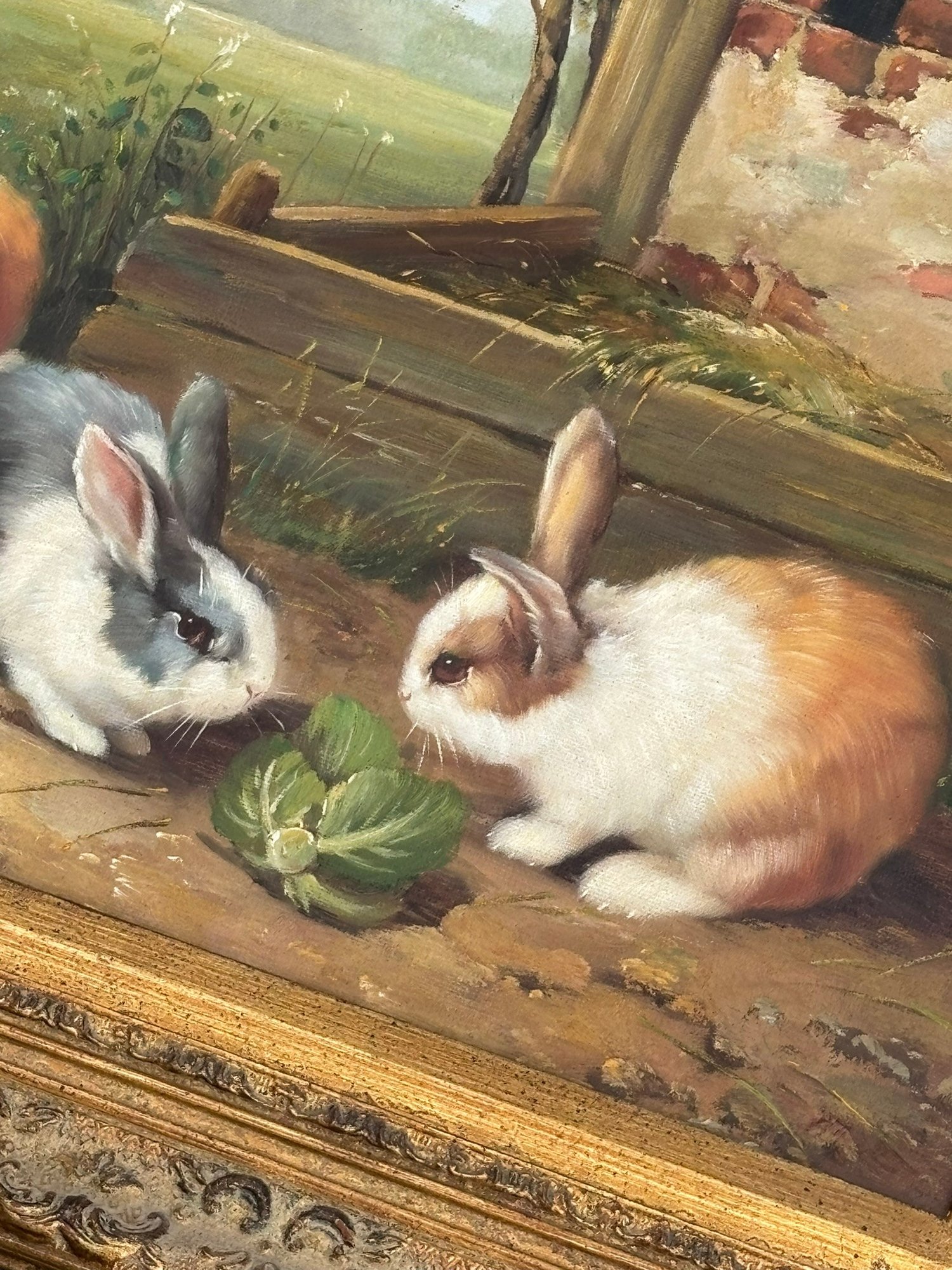 An Early 20th Century Oil On Canvas - Pastoral Scene With Rabbits ...
