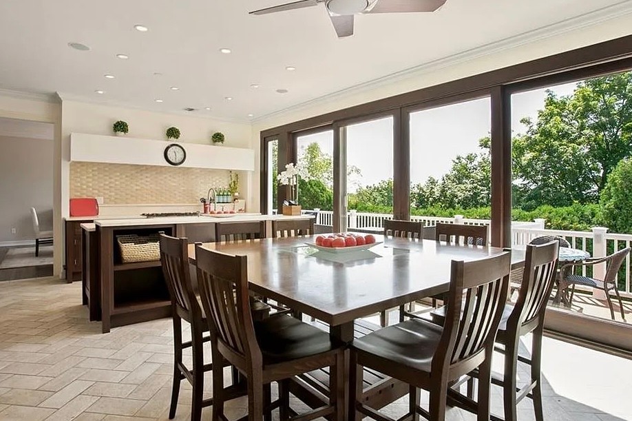 A 66" Square Custom Family Style Counter Height Table - Frosted Glass ...