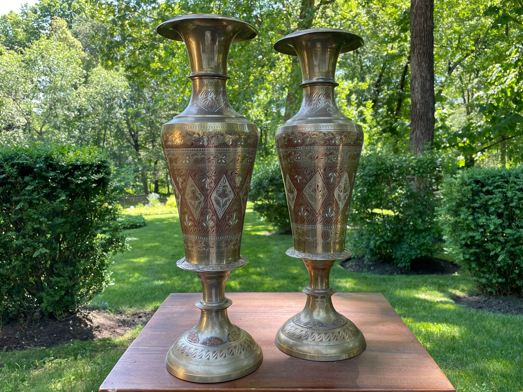 Pair Of Vintage Brass Vases From Pakistan #40782873 | Auctionninja.com