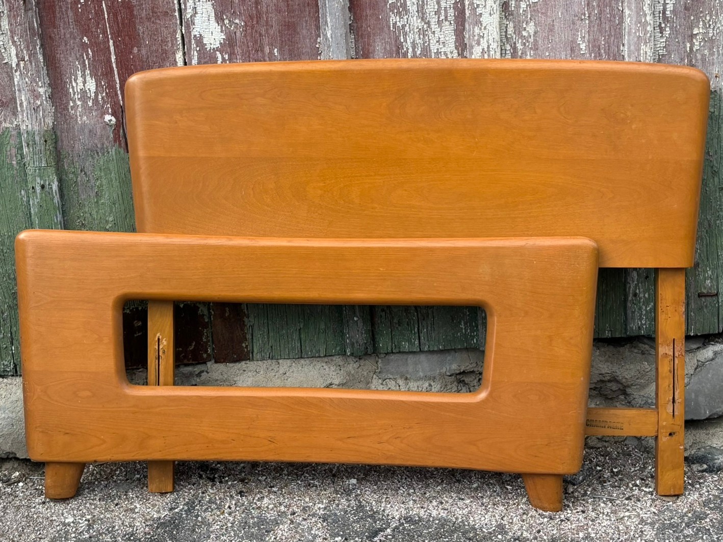 A Mid-Century Modern Twin Headboard & Footboard In Beechwood By Heywood ...