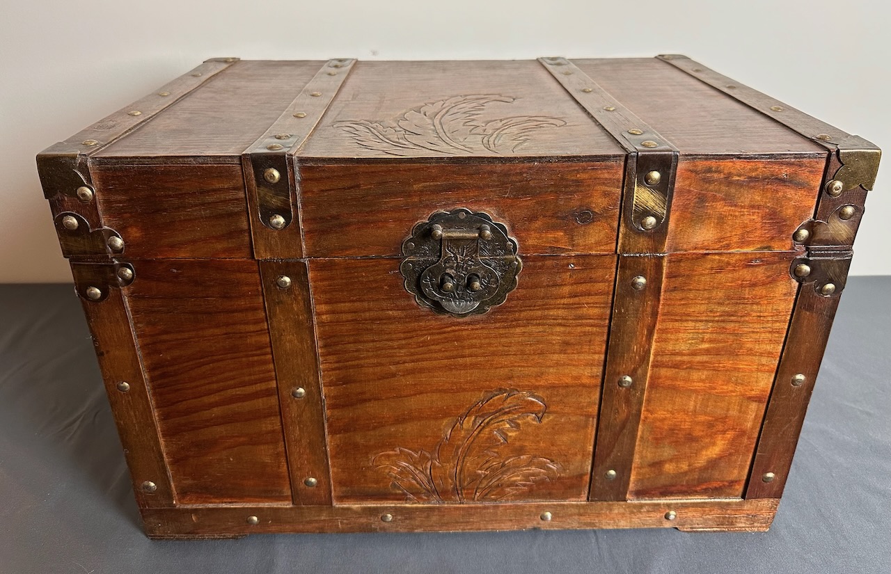 Small Wooden Storage Trunk With Asian Embellishments #2059275 ...