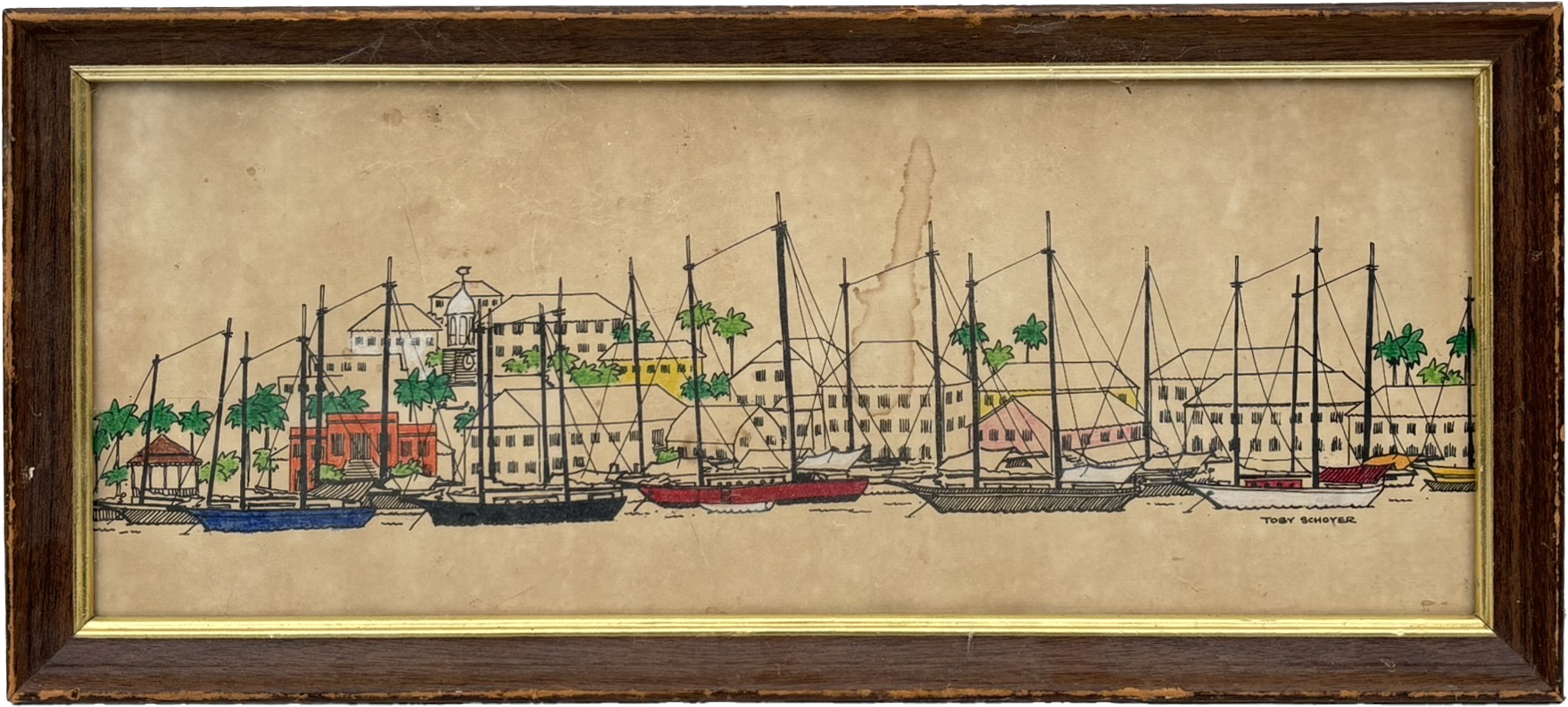 A Vintage Lithograph, Harbor Scene, Toby Schoyer, C. 1970's #40825157 ...