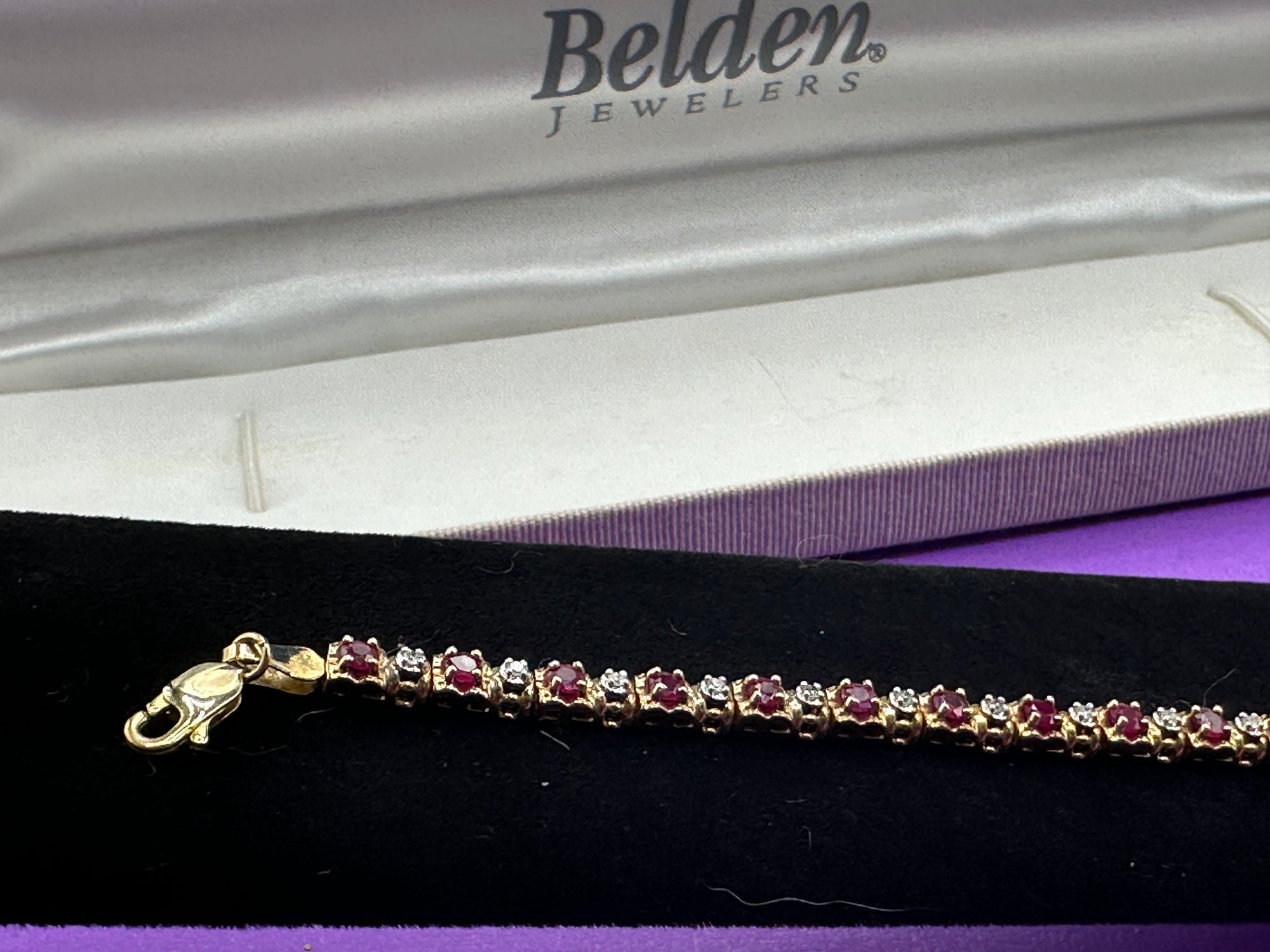 10K Yellow Gold Bracelet With 21 Diamonds And 21 Rubies #40795117 ...