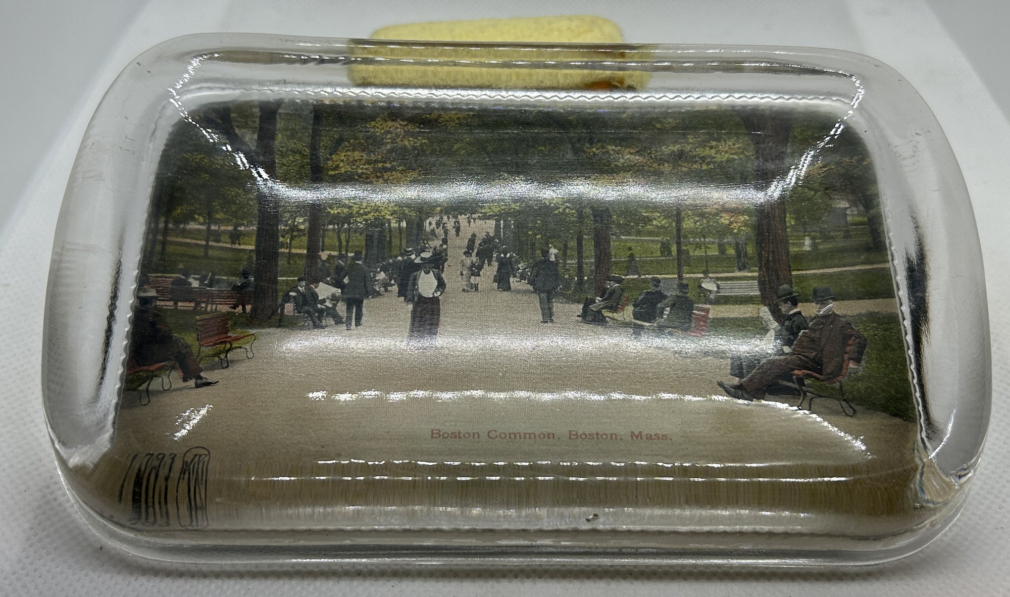 Large Antique Circa 1900 Colorized Pictorial Glass Paperweight Of ...