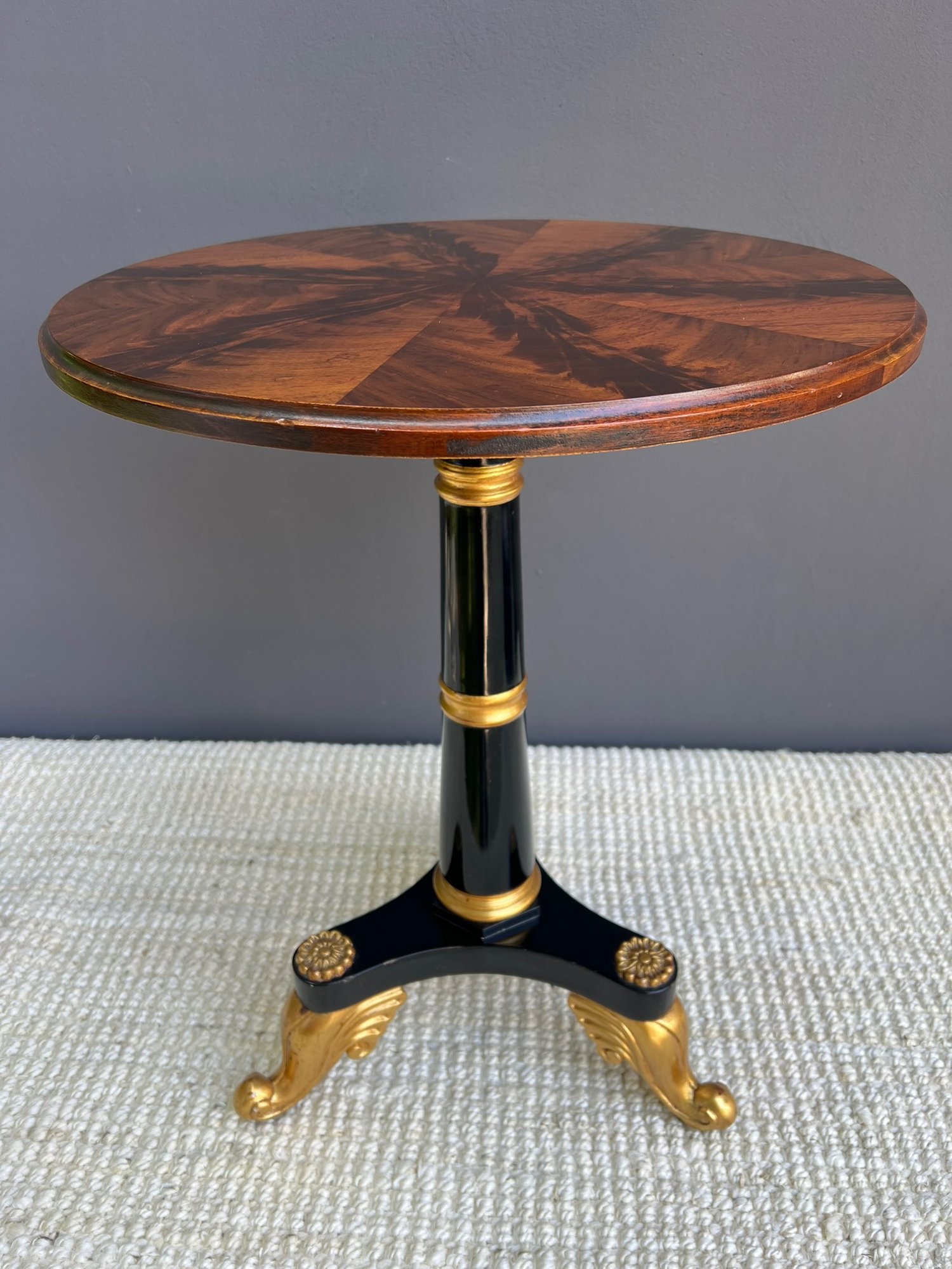Impeccable Black Neoclassical Round Side Table With Gilt Details 20 ...