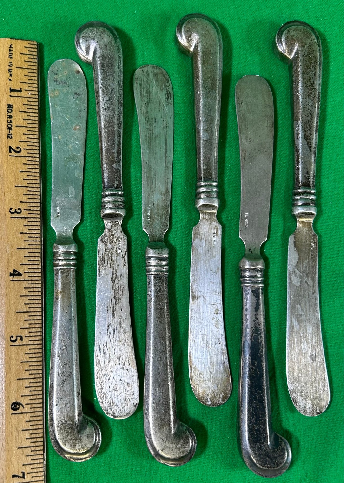 Six Sterling 925 Silver 311 Grams Total Weight, Handles Are Probably ...