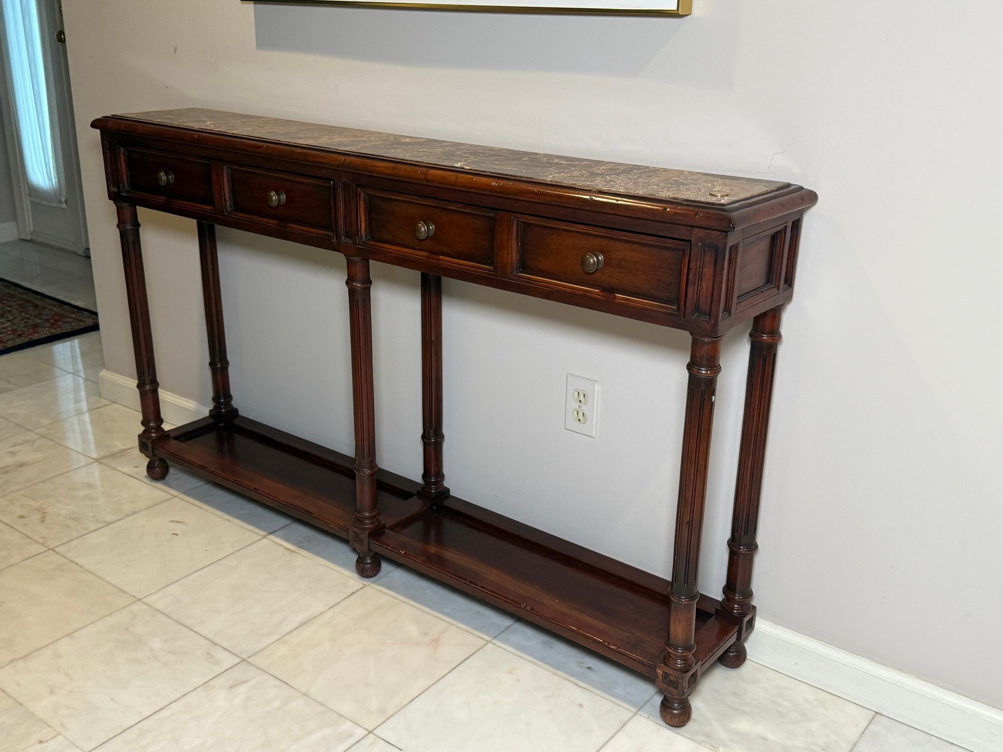 Beautiful Marble Top Wooden Console Table #40847008 | Auctionninja.com