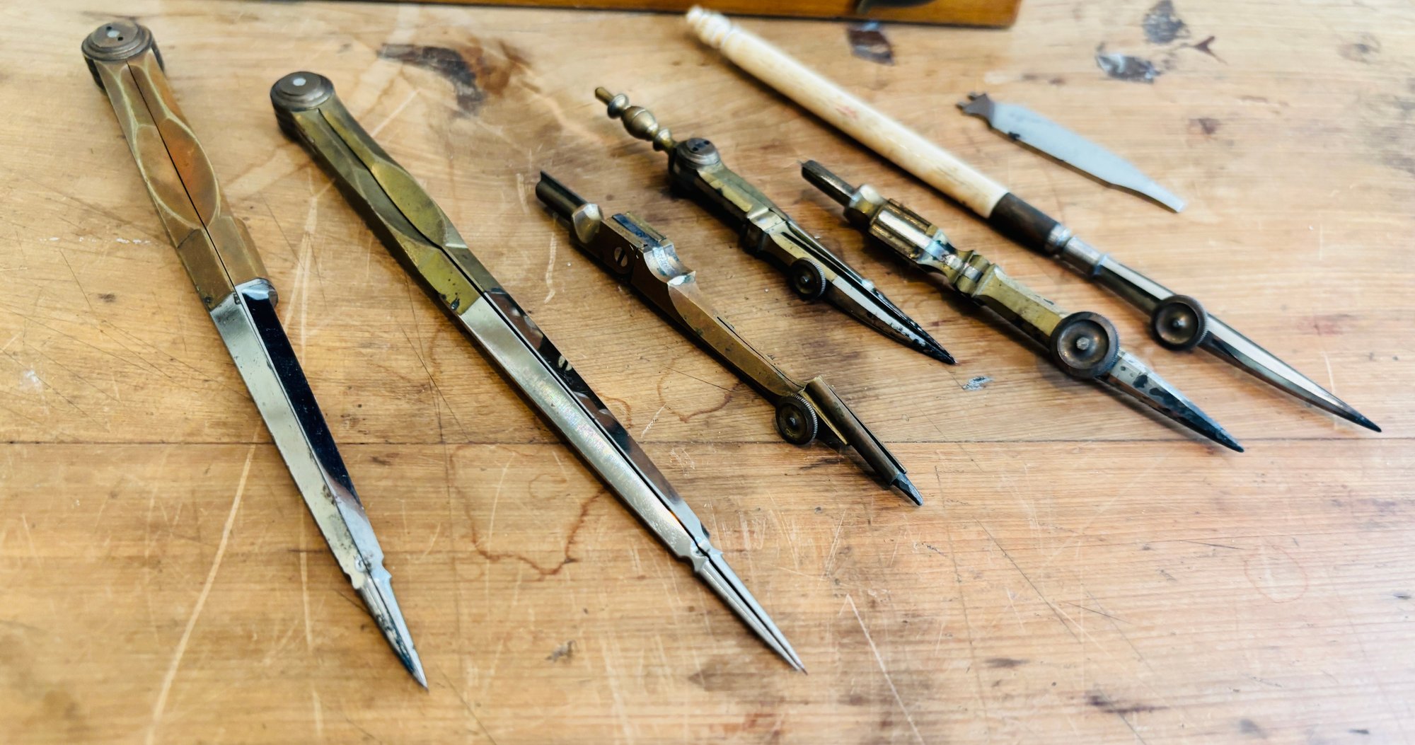 Antique Drafting Tool Kit In Original Wooden Box #2148099 ...