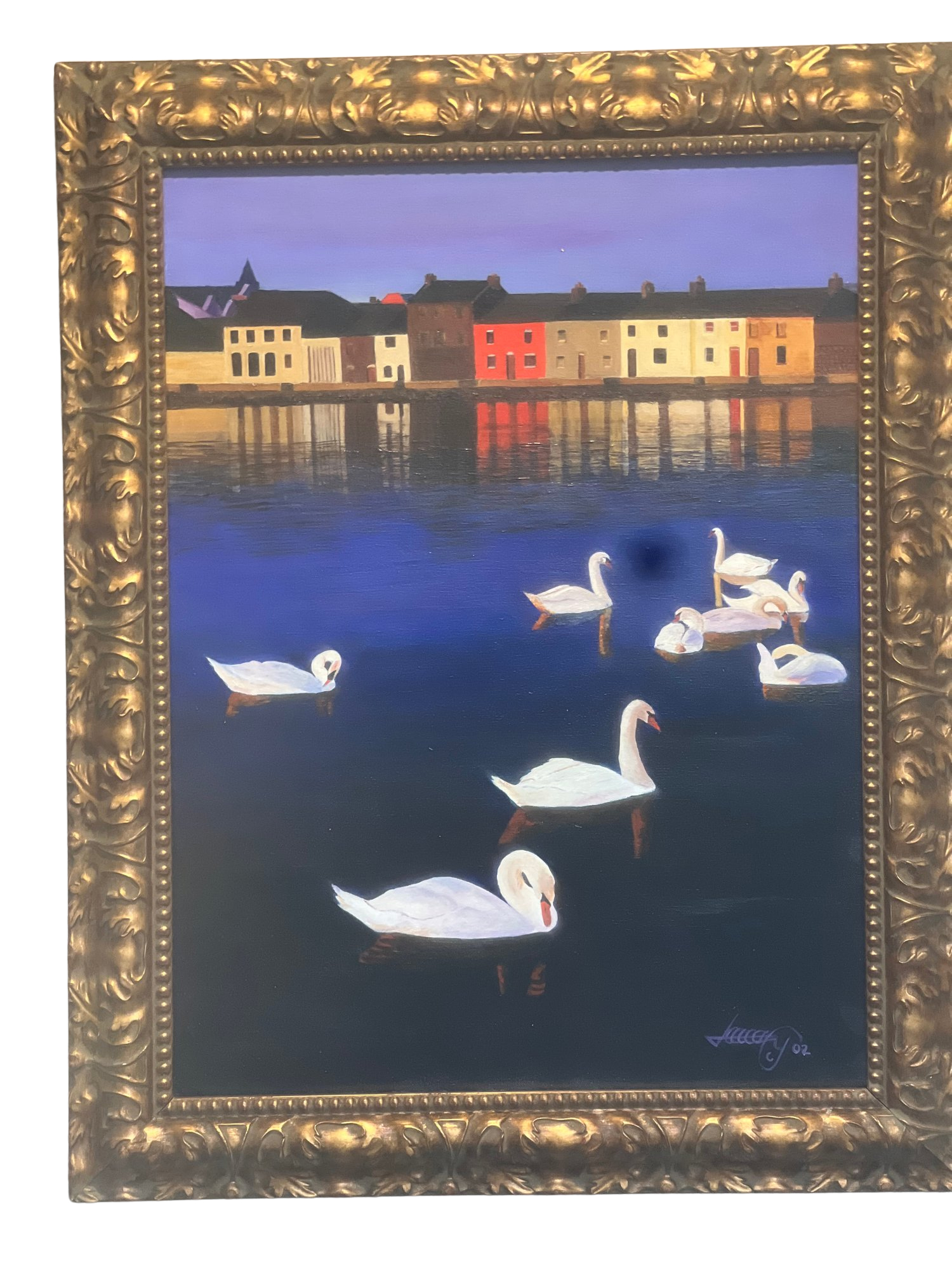 A Beautiful Original Painting By Joe Ray Kelley Titled "Swans On Galway ...