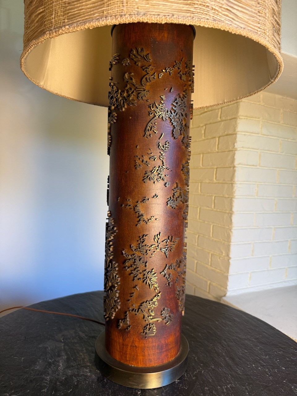 Wooden Wallpaper Print Roll Table Lamp #2180452 | Auctionninja.com