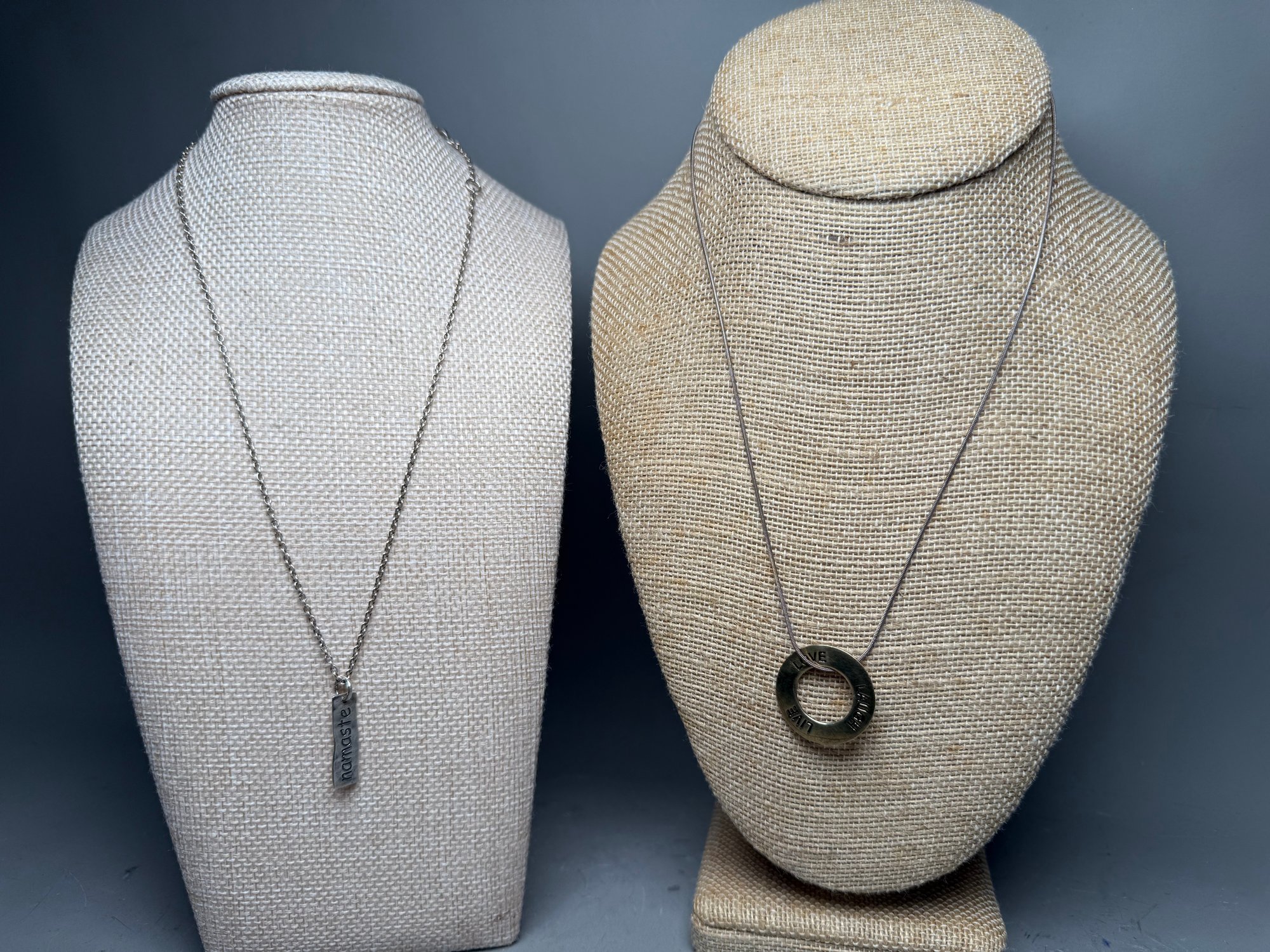 Sterling Silver Namaste & Live Laugh Love Necklaces #40868404 ...