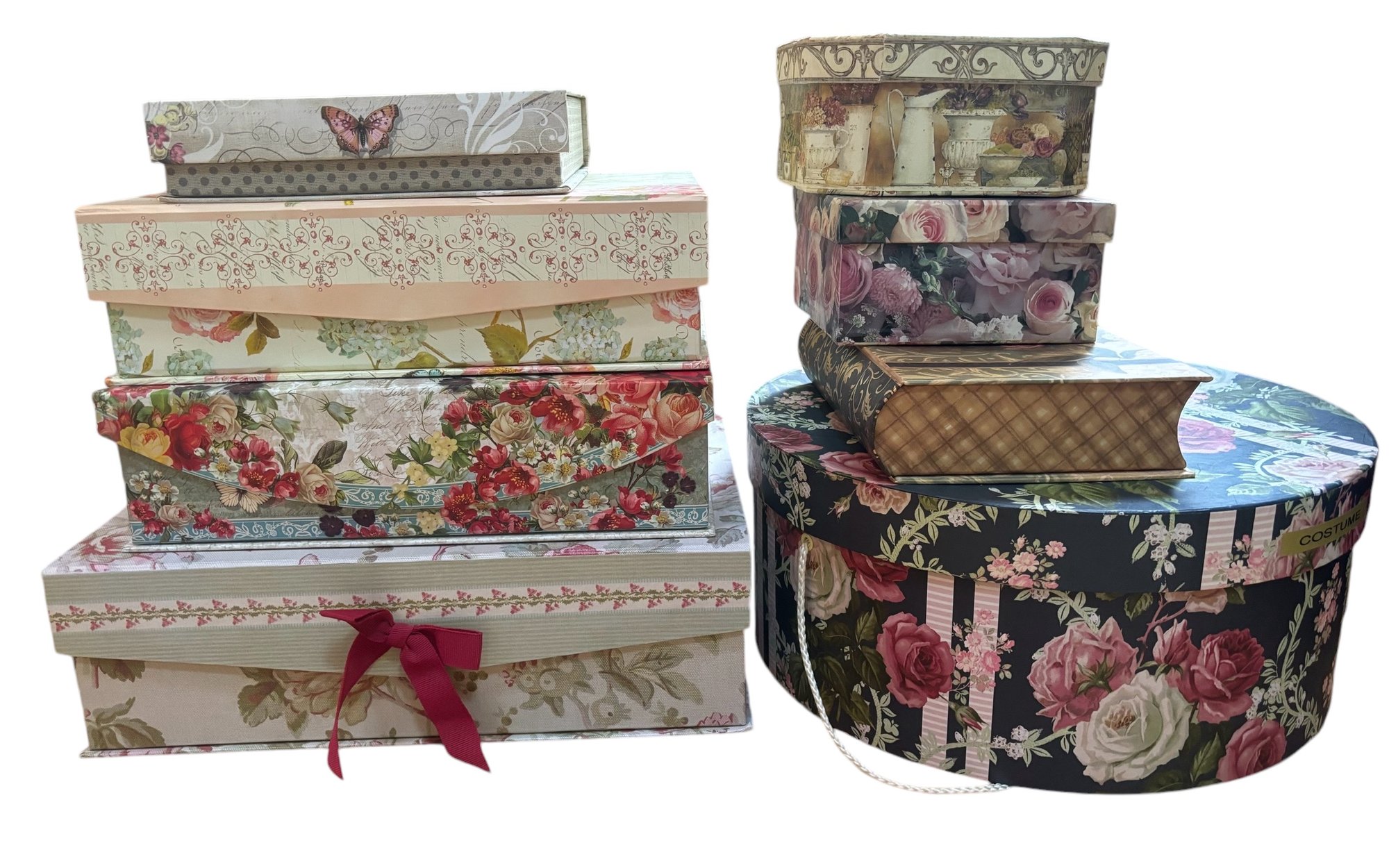 Lot Of Decorative Storage Boxes In Variety Of Patterns, Shapes, Sizes ...