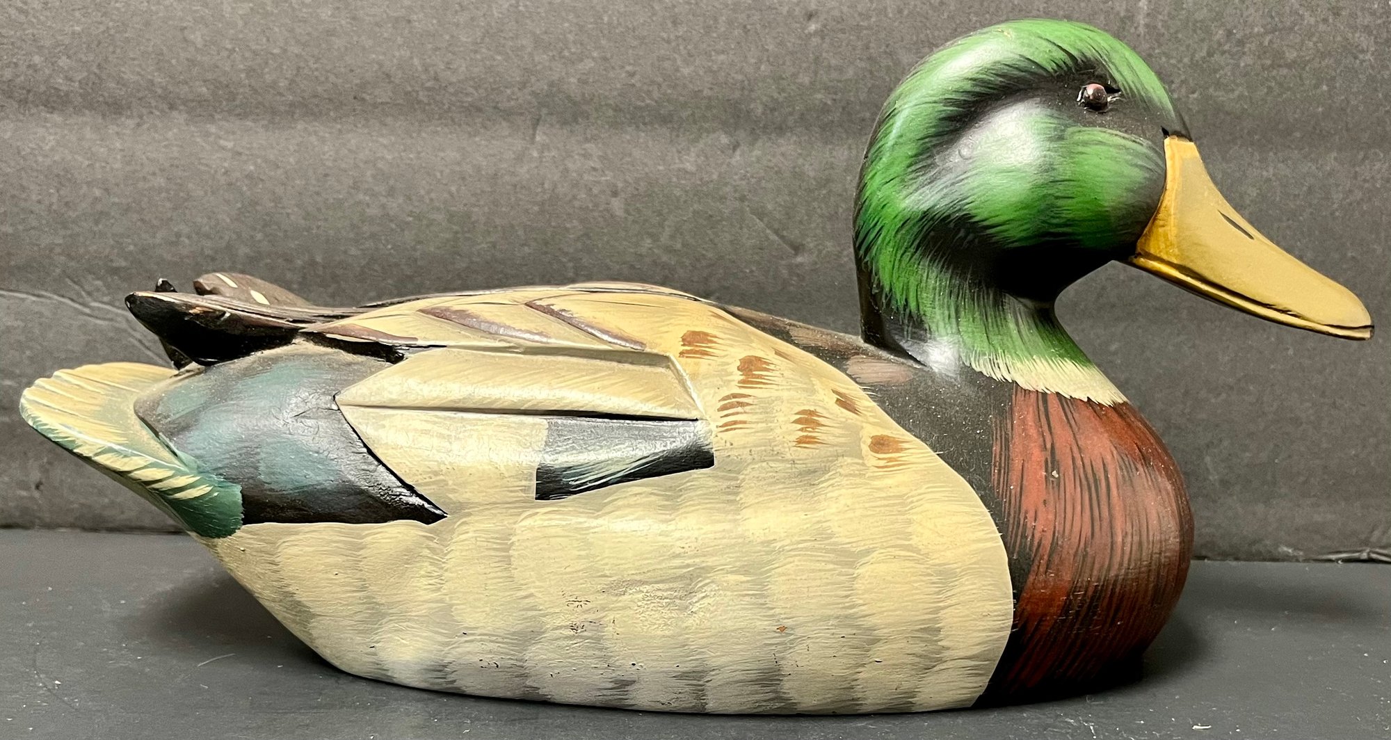 Vintage Mallard Duck Decoy - Hand Carved & Painted Wood - Signed Alice ...