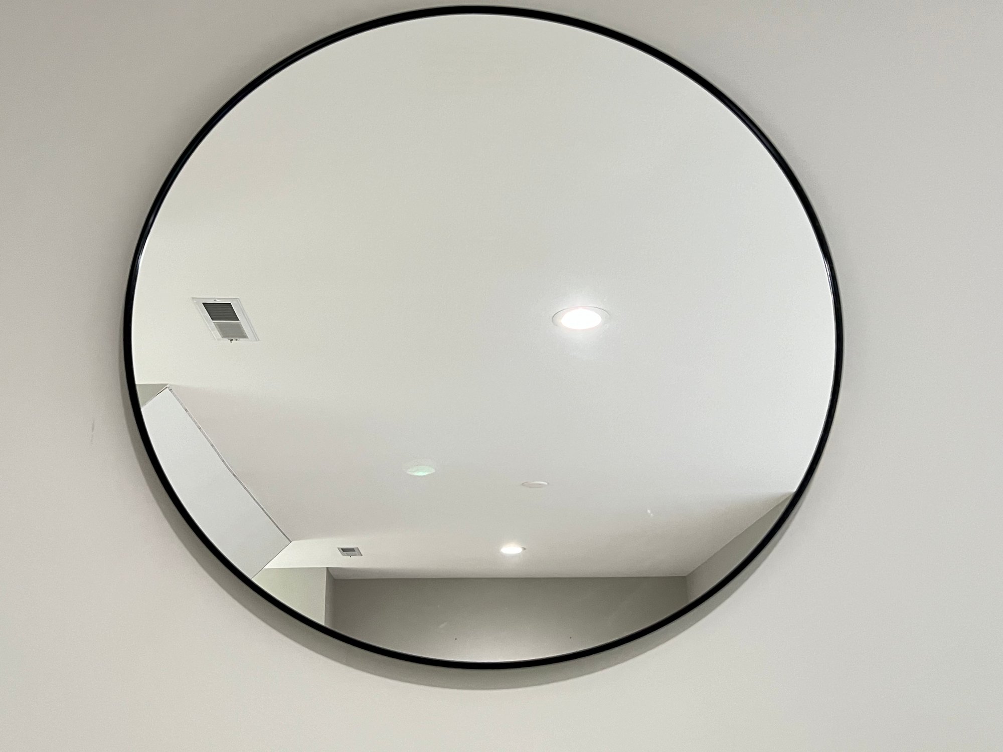 Modern Circular Wall Mirror With Matte Black Metal Edging #40800224 ...