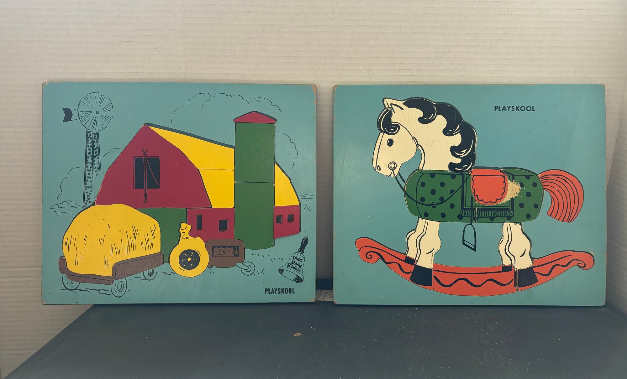 Vintage - Playskool Wooden Puzzle- Barn & Farmer & Playskool Rocking ...