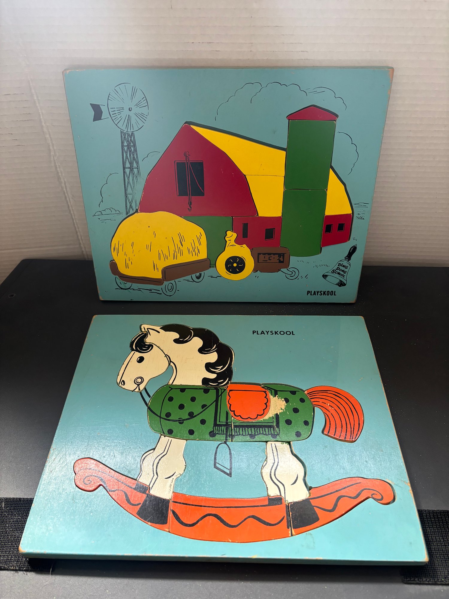Vintage - Playskool Wooden Puzzle- Barn & Farmer & Playskool Rocking ...