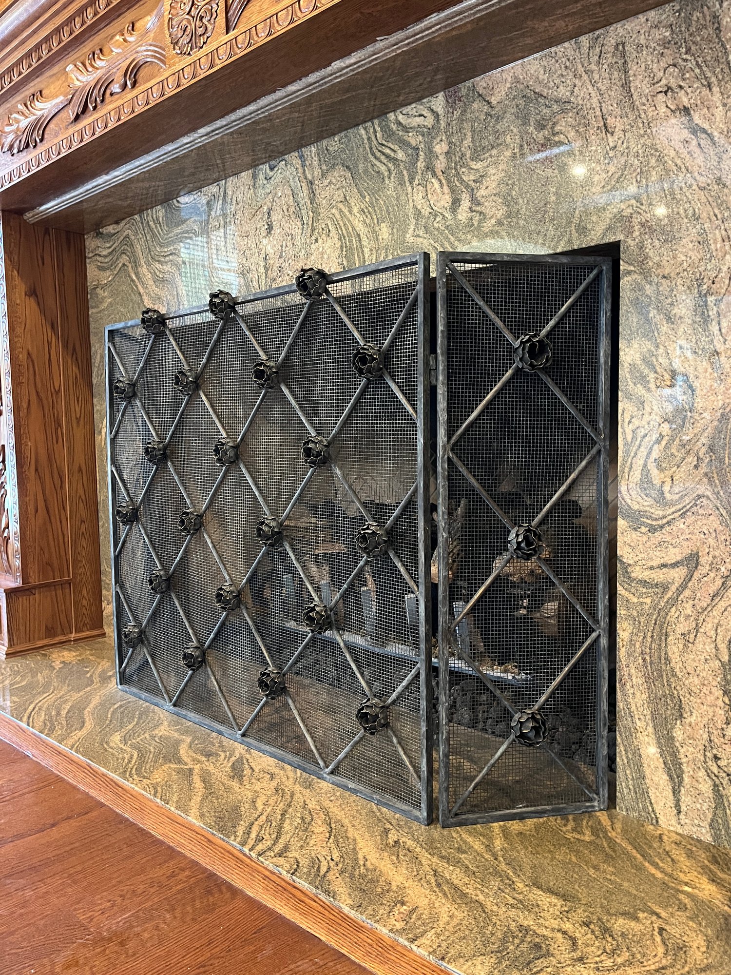 A Gothic Rosette Wrought Iron Fireplace Screen #40780388 | Auctionninja.com