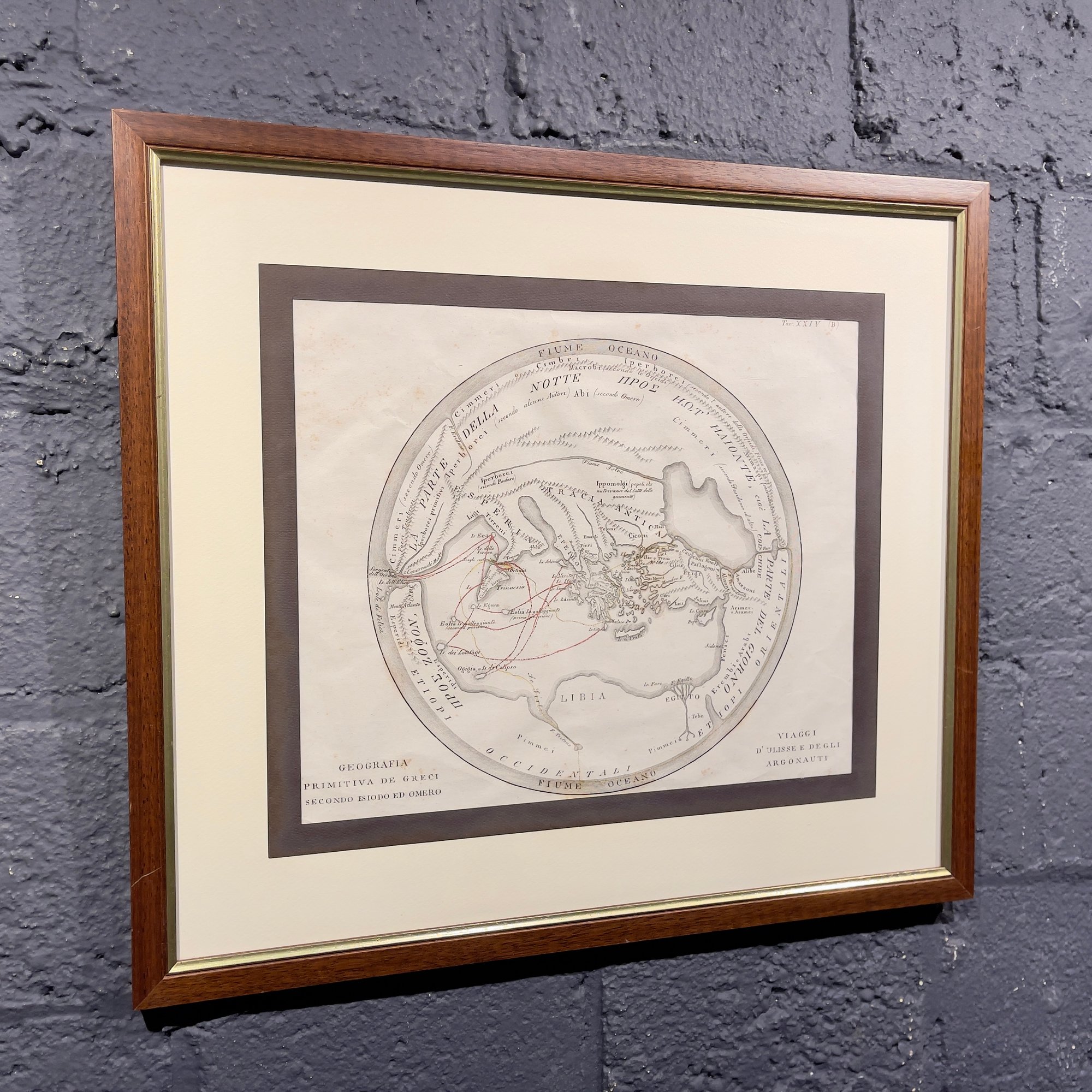 Antique 1838 Map Travels Of Ulysses And The Argonauts Printed In ...