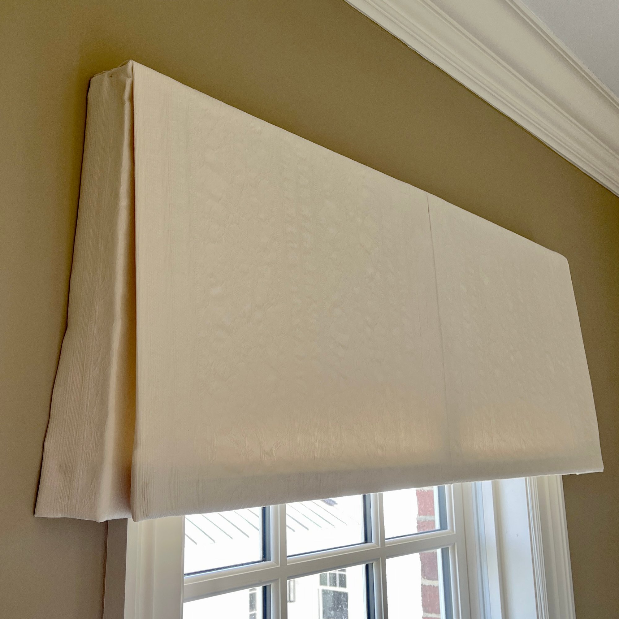 A Pair Of Tailored Inverted 48" Pleat Valances - Custom - Damask ...