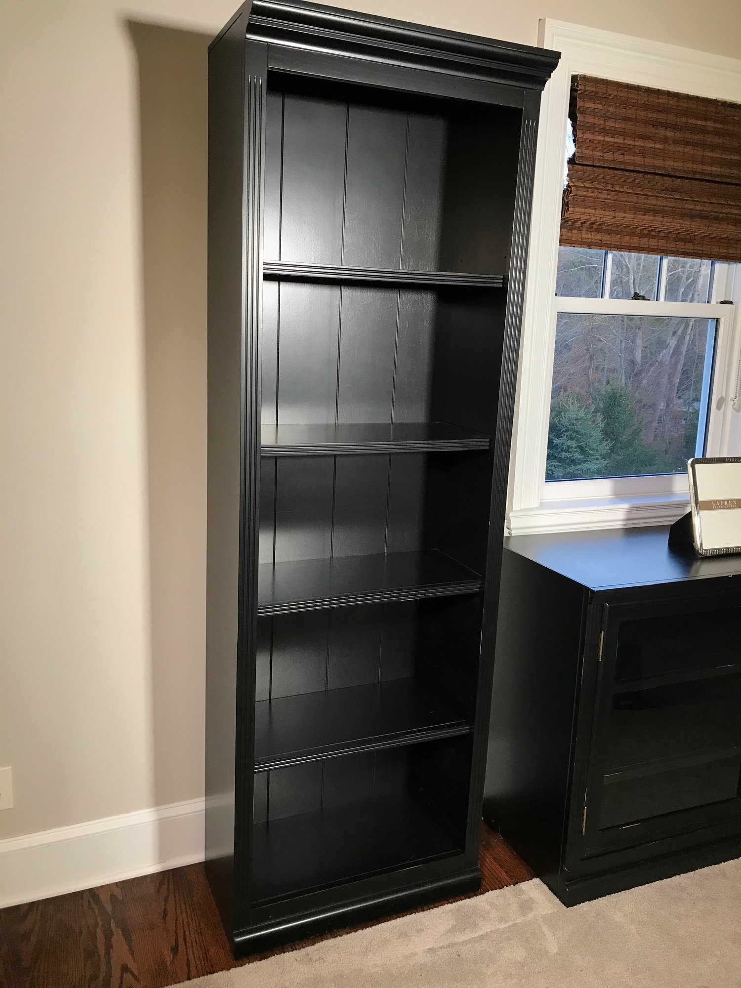 Large Elegant Tall Black Bookcase By BALLARD DESIGNS - 101 Uses - Very ...