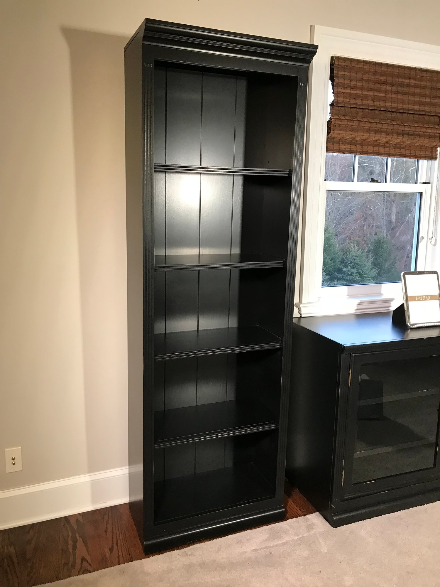 Large Elegant Tall Black Bookcase By BALLARD DESIGNS - 101 Uses - Very ...