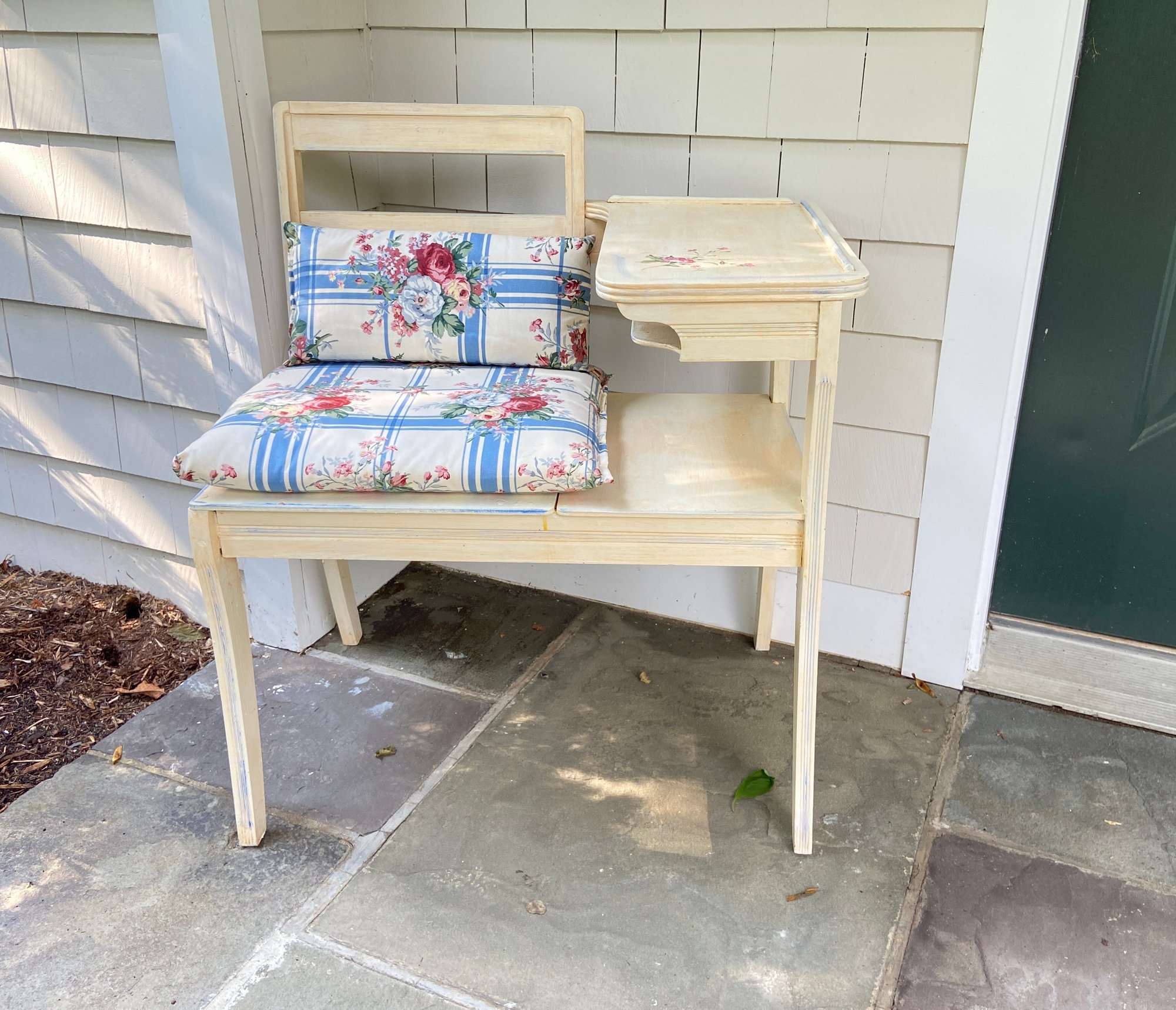 Vintage Signed Hand Painted Telephone Table Bench #1919094 ...