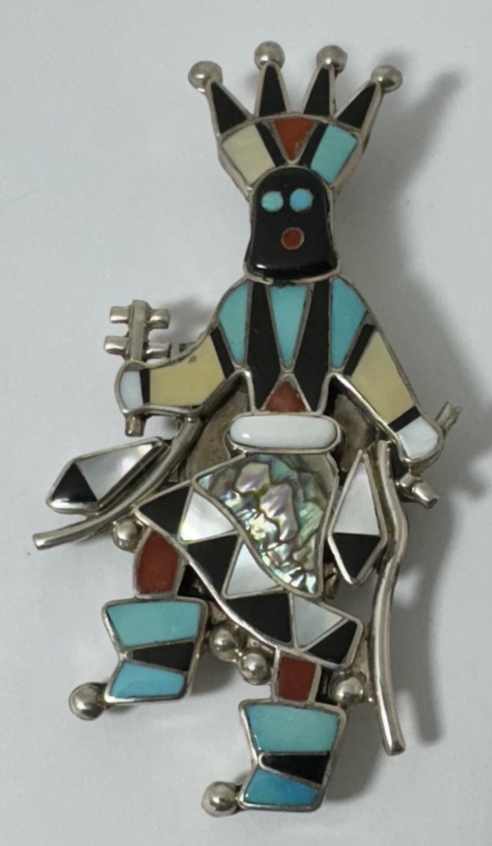 SIGNED LL ZUNI LINETTE LAIWAKETE STERLING SILVER NATIVE AMERICAN APACHE ...