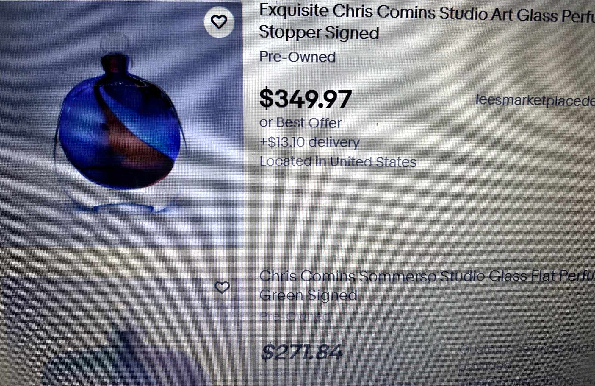 Stunning Signed CHRIS COMINS Art Glass Perfume Bottle- Originally $400 ...
