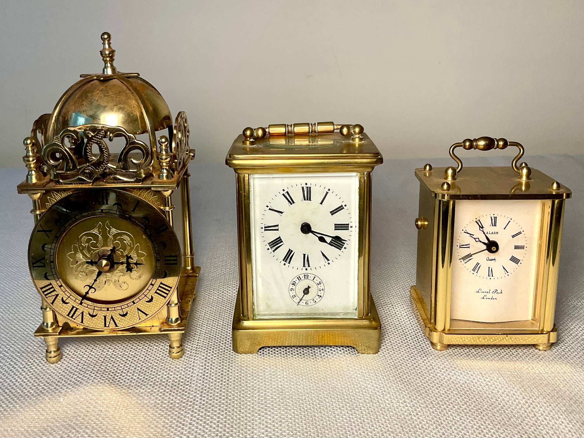 A Selection Of Vintage Brass Carriage Clocks - Including Lionel Peck ...