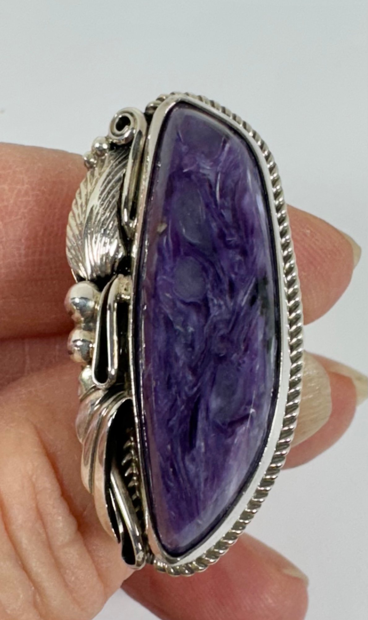 SIGNED JUSTIN MORRIS NAVAJO STERLING SILVER NATIVE AMERICAN CHAROLITE ...