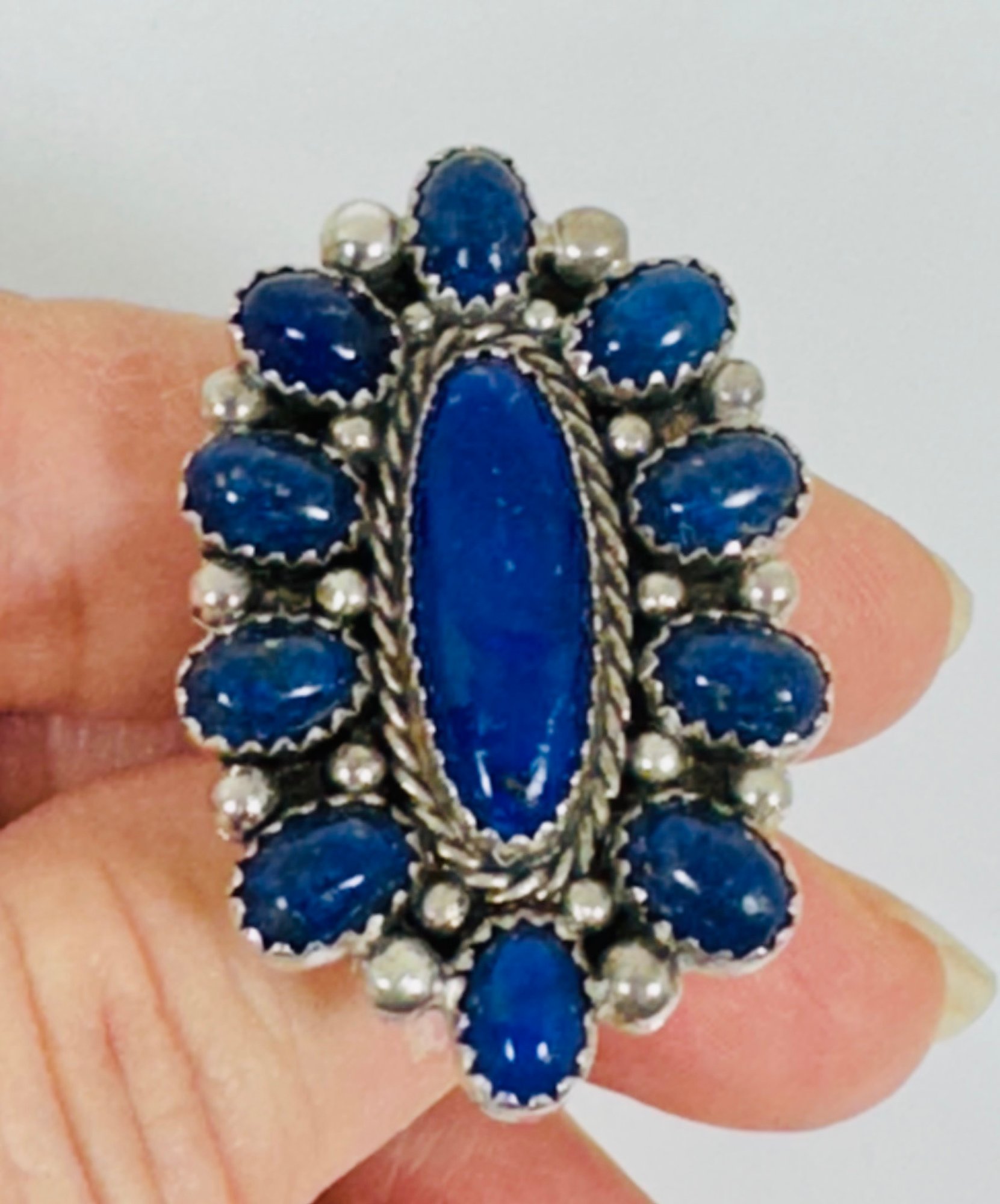 SIGNED TAM THOM ALLEN MUNSON STERLING SILVER LAPIS LAZULI NATIVE ...