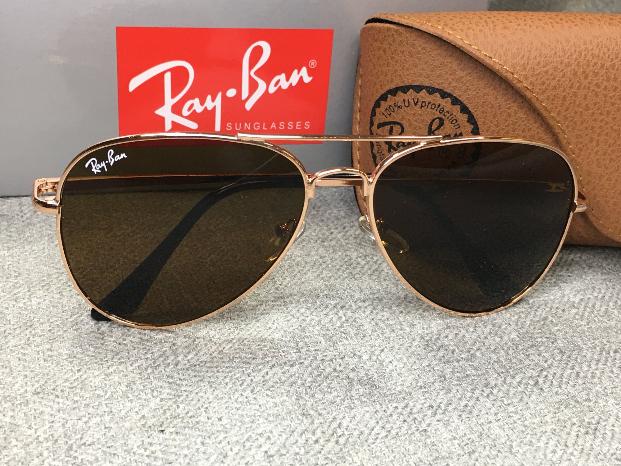 Brand New RAY BAN Aviator Sunglasses - Rose Gold Frame - Brown Lenses ...
