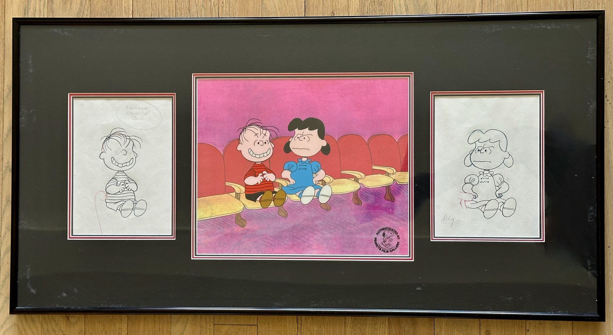 Authentic Peanuts Animation Cel Of Lucy & Linus With 2 Sketches ...