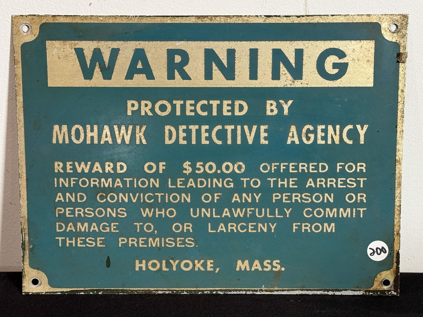 VINTAGE 1950S MOHAWK DETECTIVE AGENCY SIGN #2043933 | Auctionninja.com