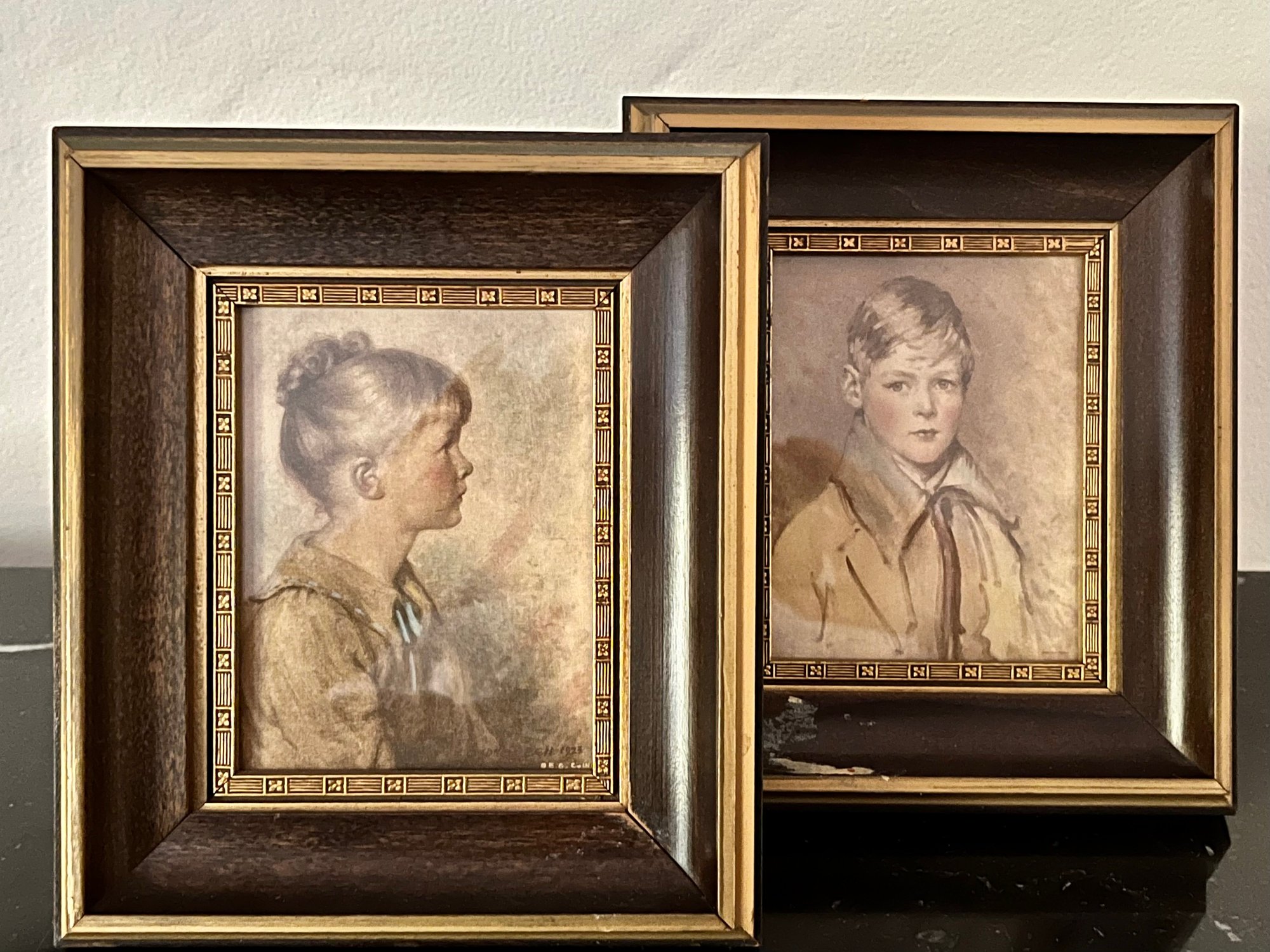 Vintage 1930s Childs Portraits By Arthur Garrett - Wood Frames With ...
