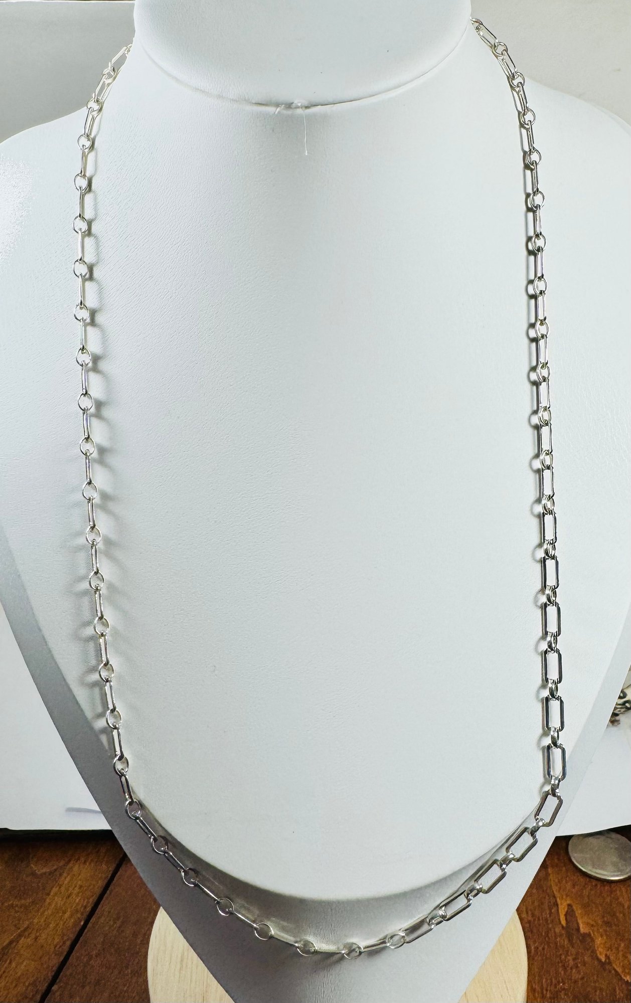 PRETTY RECTANGULAR LINK STERLING SILVER CHAIN NECKLACE #2047269 ...