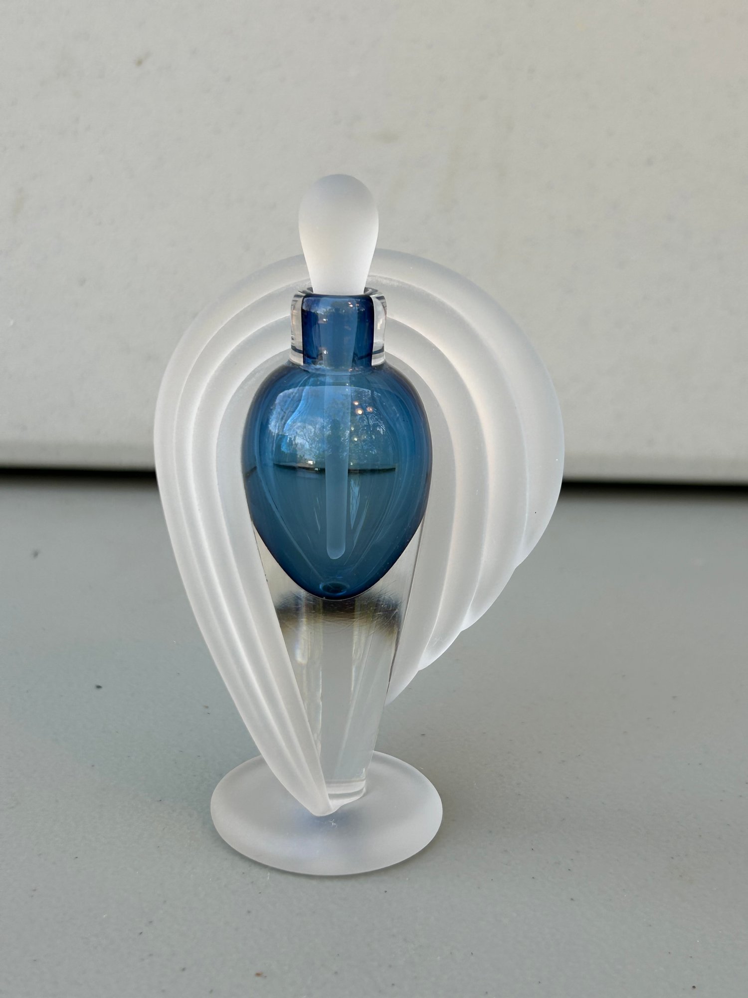 Thomas Buechner Signed Blue And Frosted Glass Twists Hand-blown Art ...