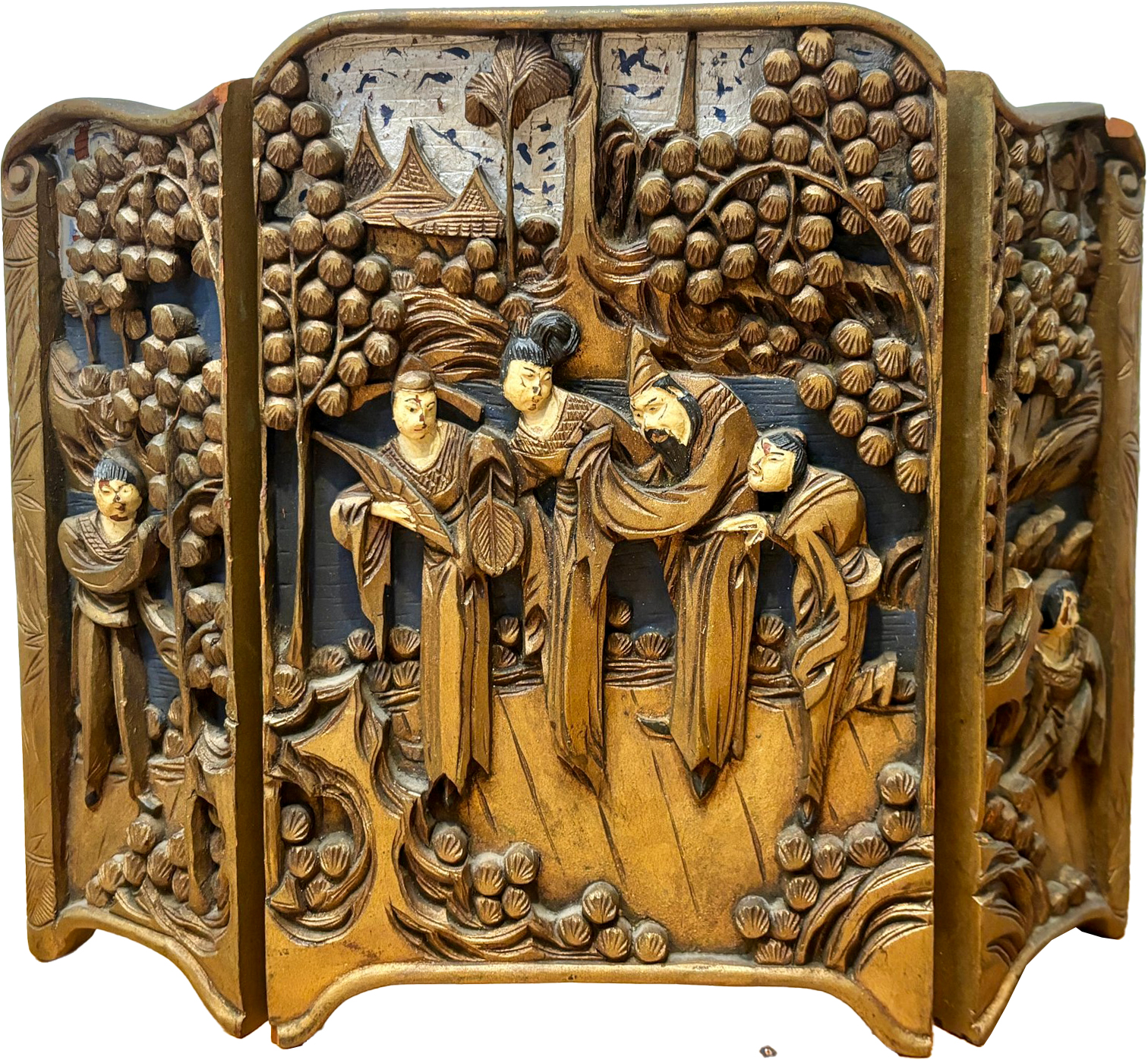 1930's Chinese Carved Wood Table Screen #2003004 | Auctionninja.com