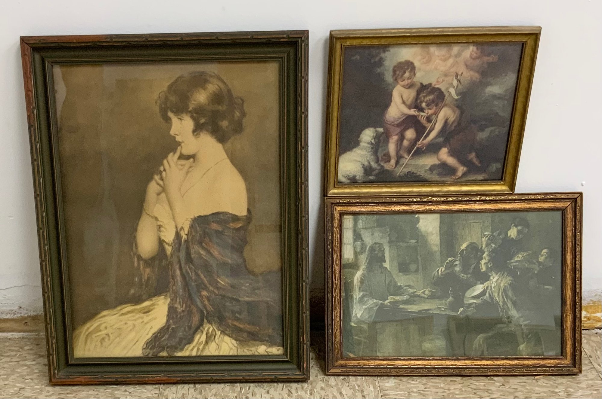 3 Antique Framed Prints ~ Puzzled By Gabriel Nicolet, Supper At Emmaus ...