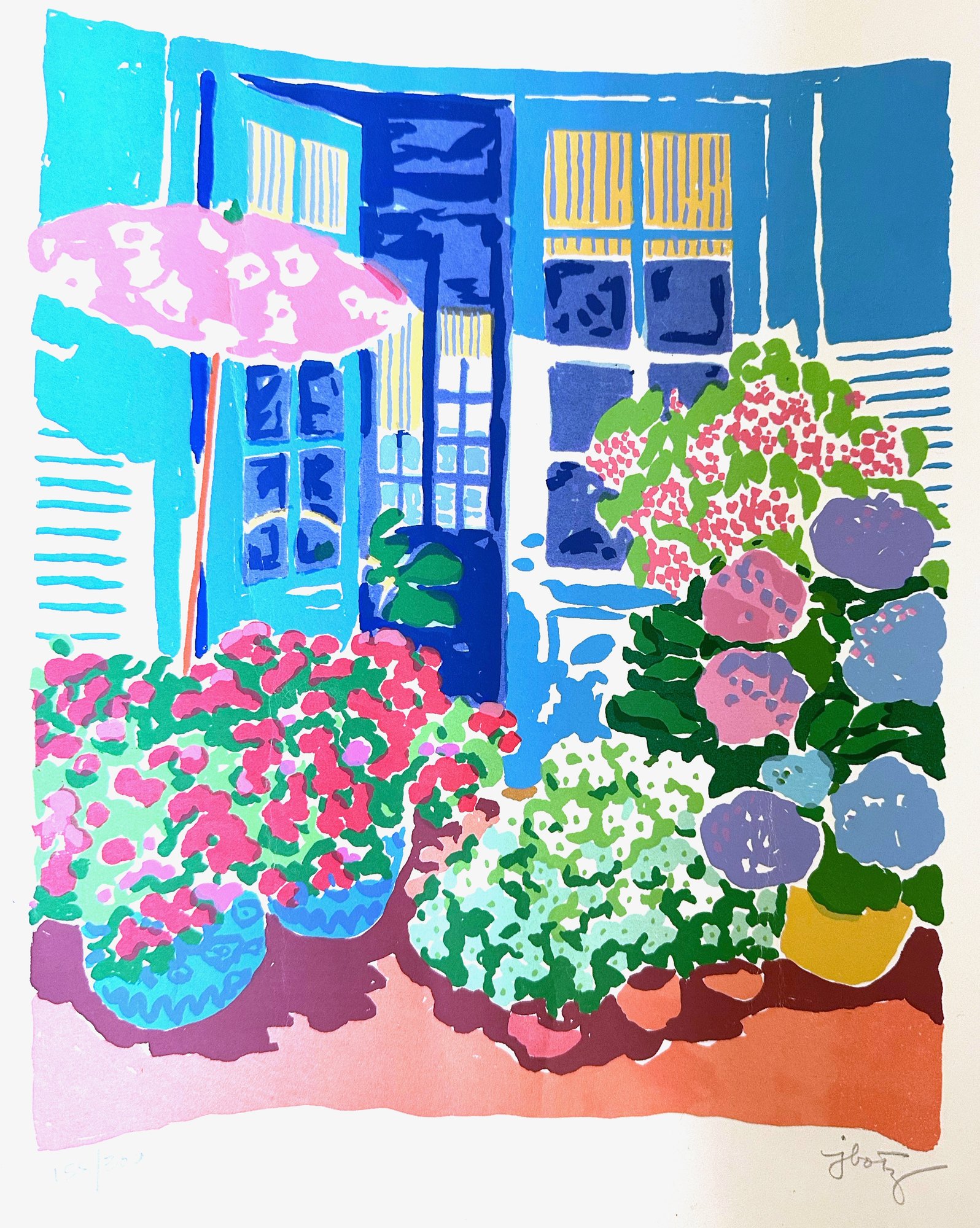 John Botz (American 1980s) Original Serigraph"Patio Scene" Signed ...