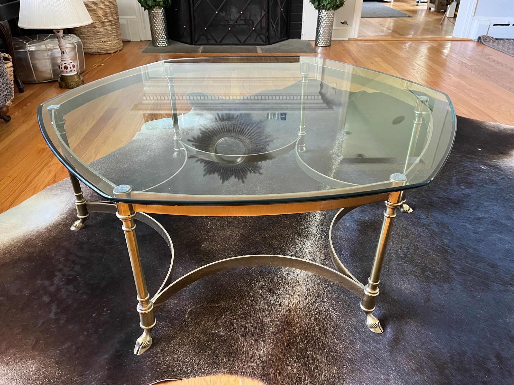 A La Barge 1970s Brass Hexagonal Cocktail Table With Glass Top #2248563 ...