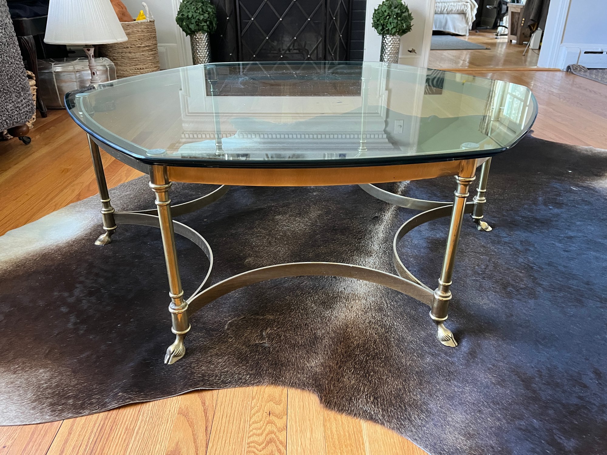 A La Barge 1970s Brass Hexagonal Cocktail Table With Glass Top #2248563 ...