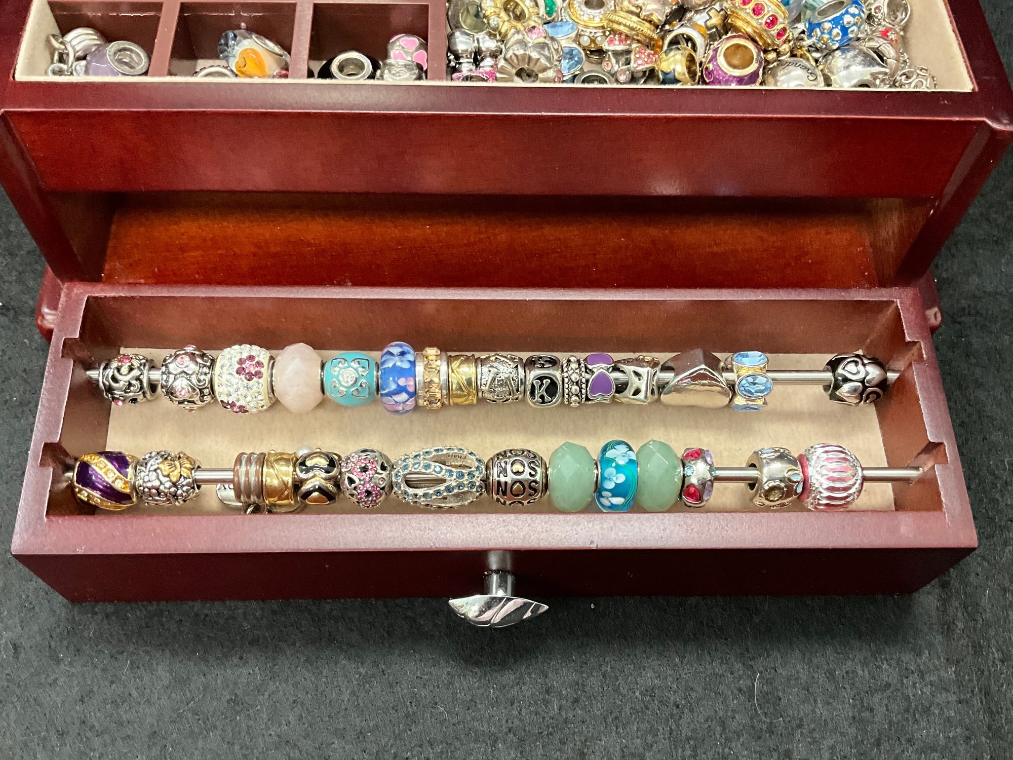 Wonderful Lot Of Beads / Charms - Unmarked - Includes Jewelry Box For ...