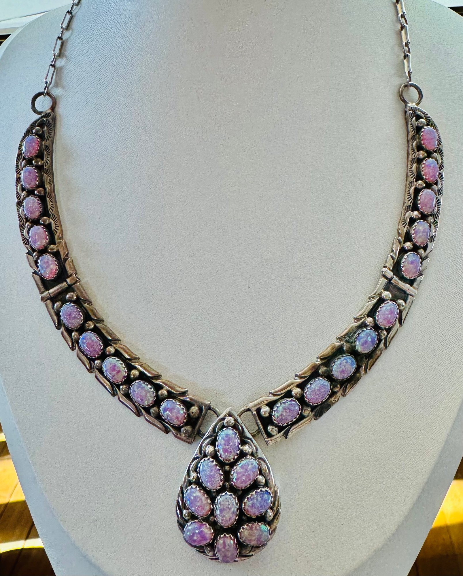 AMAZING SIGNED EDITH JAMES STERLING SILVER NATIVE AMERICAN PINK OPAL ...