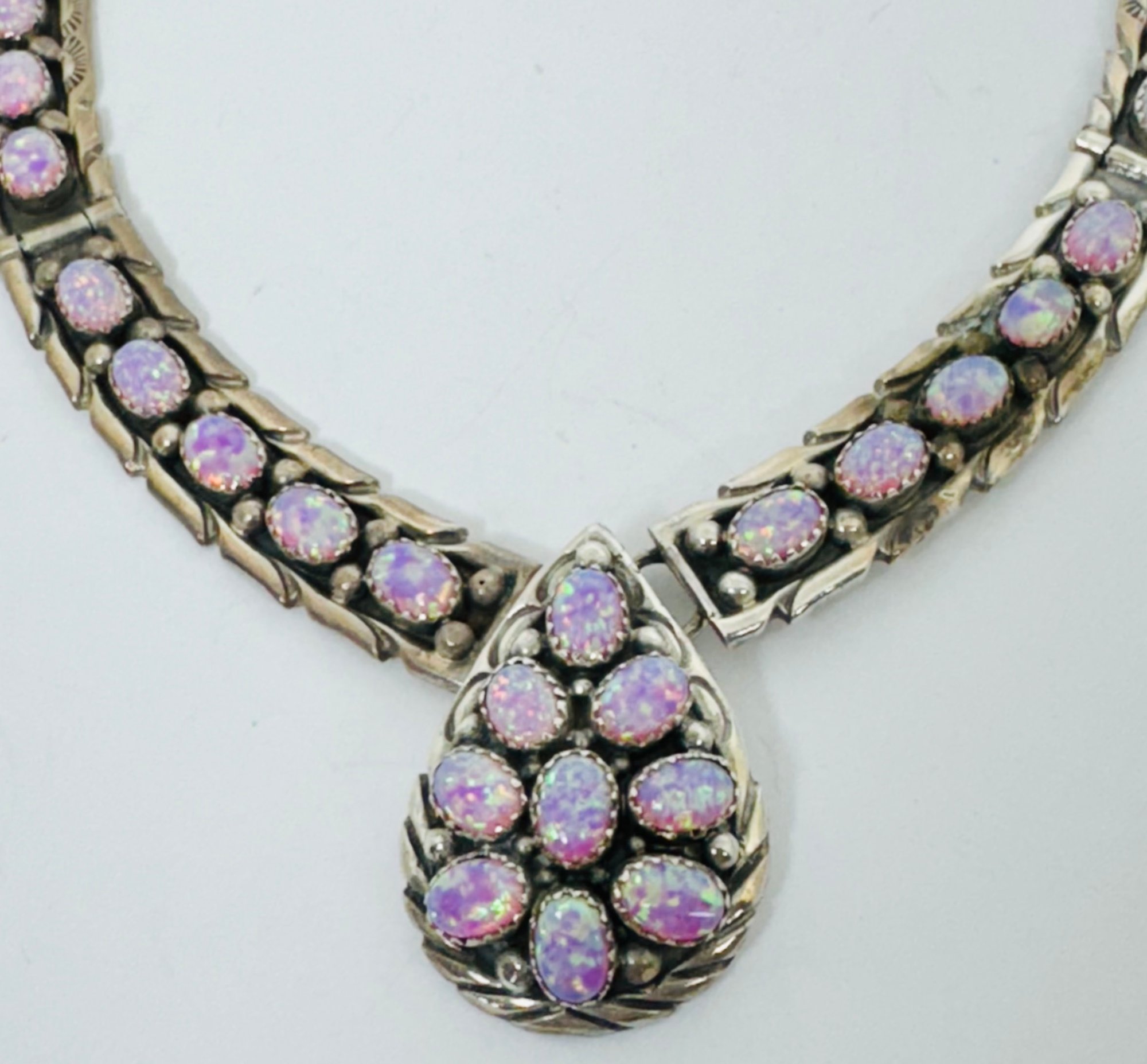 AMAZING SIGNED EDITH JAMES STERLING SILVER NATIVE AMERICAN PINK OPAL ...