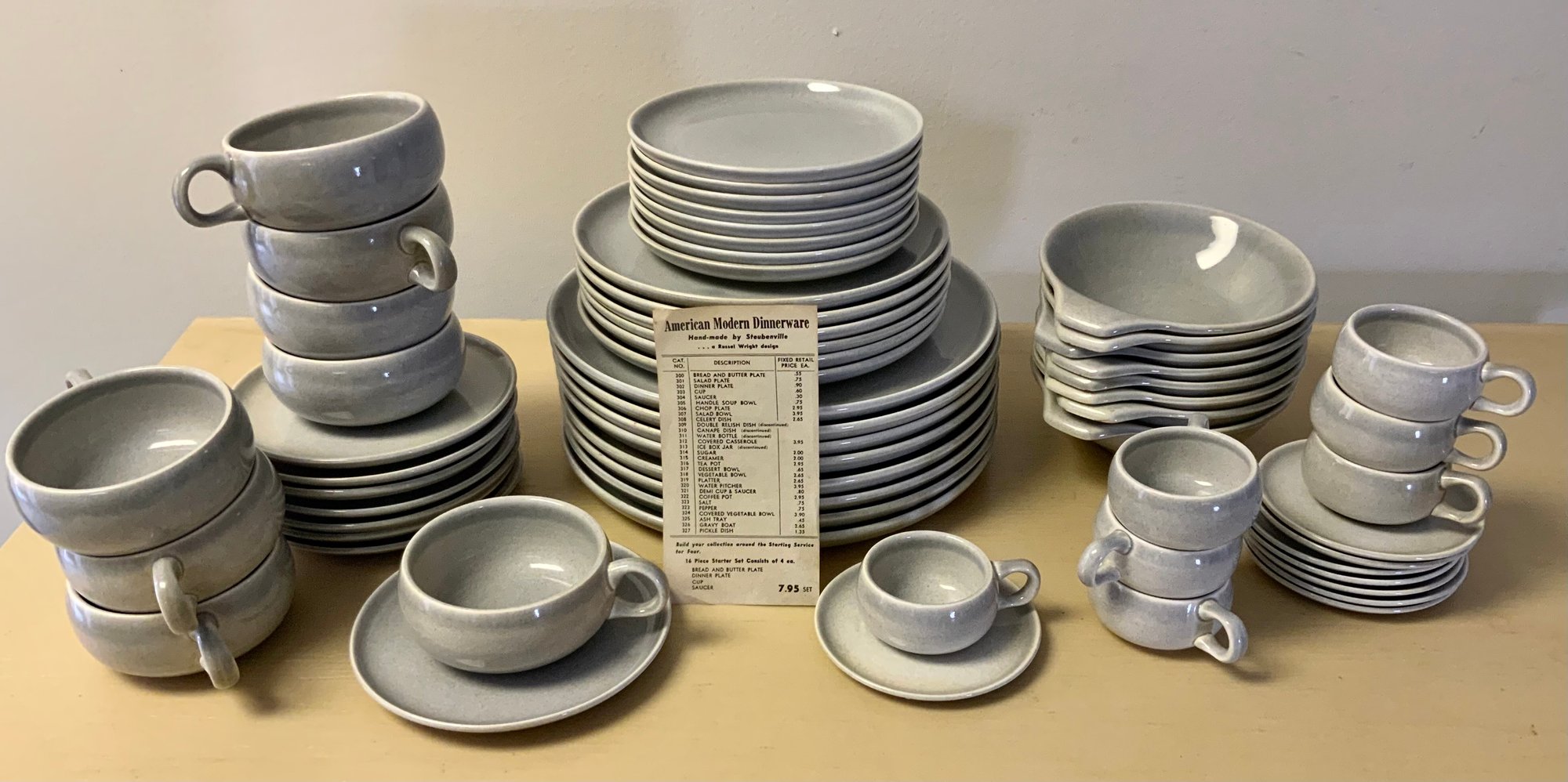 Vintage MCM Russel Wright Steubenville Gray/Granite Dinnerware ~ Service For 6 With Extras ~ (J ...