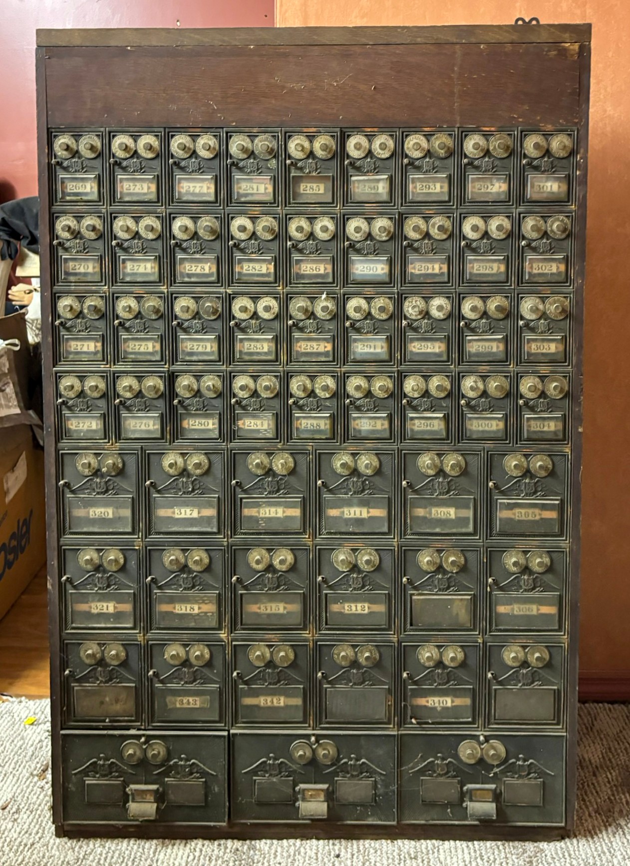 A C. 1890 US Post Office Brass Mailbox Door Cabinet #40854420 ...