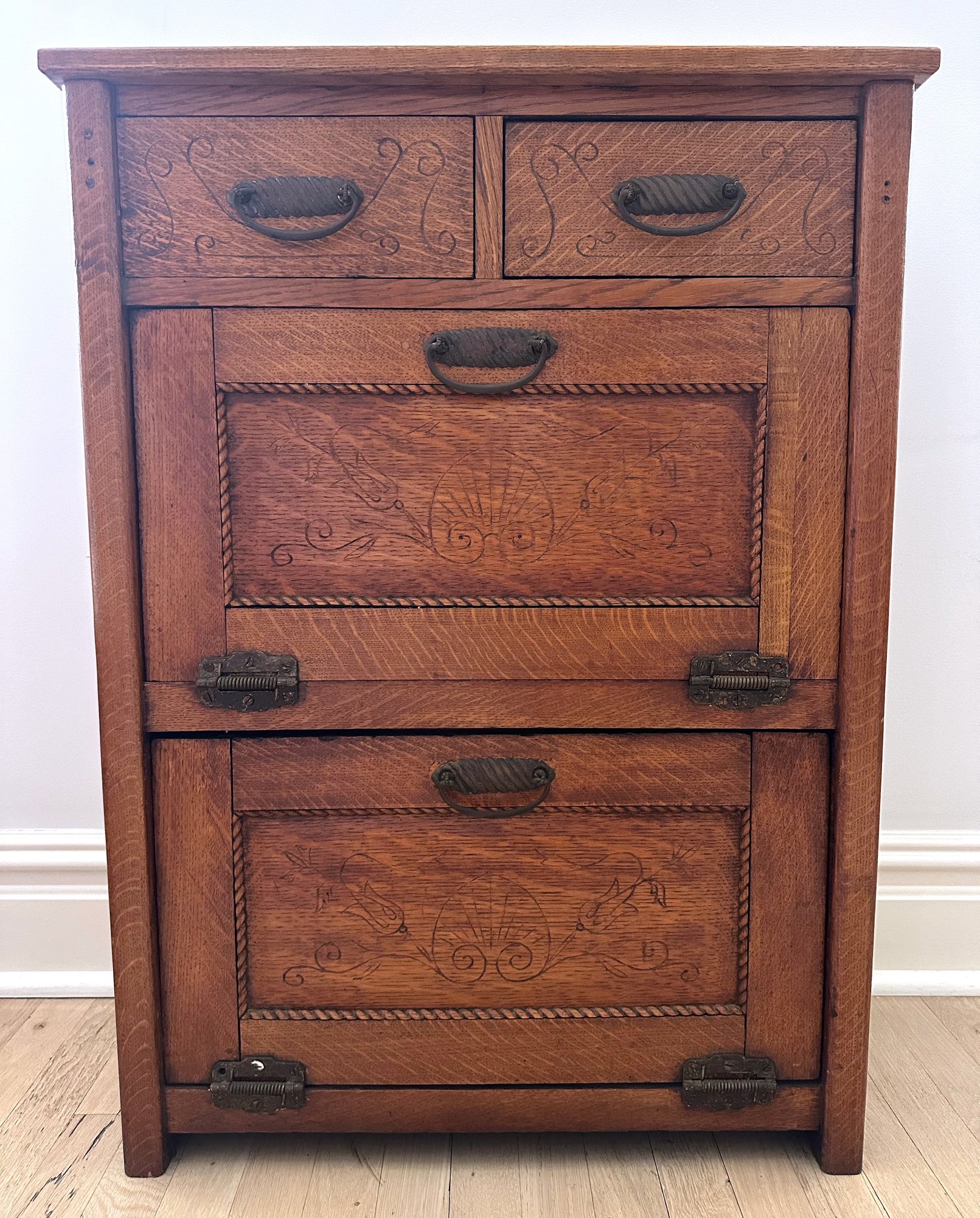 Antique Oak Barrister Cabinet From Golden Oak Period (1890s), With Iron ...