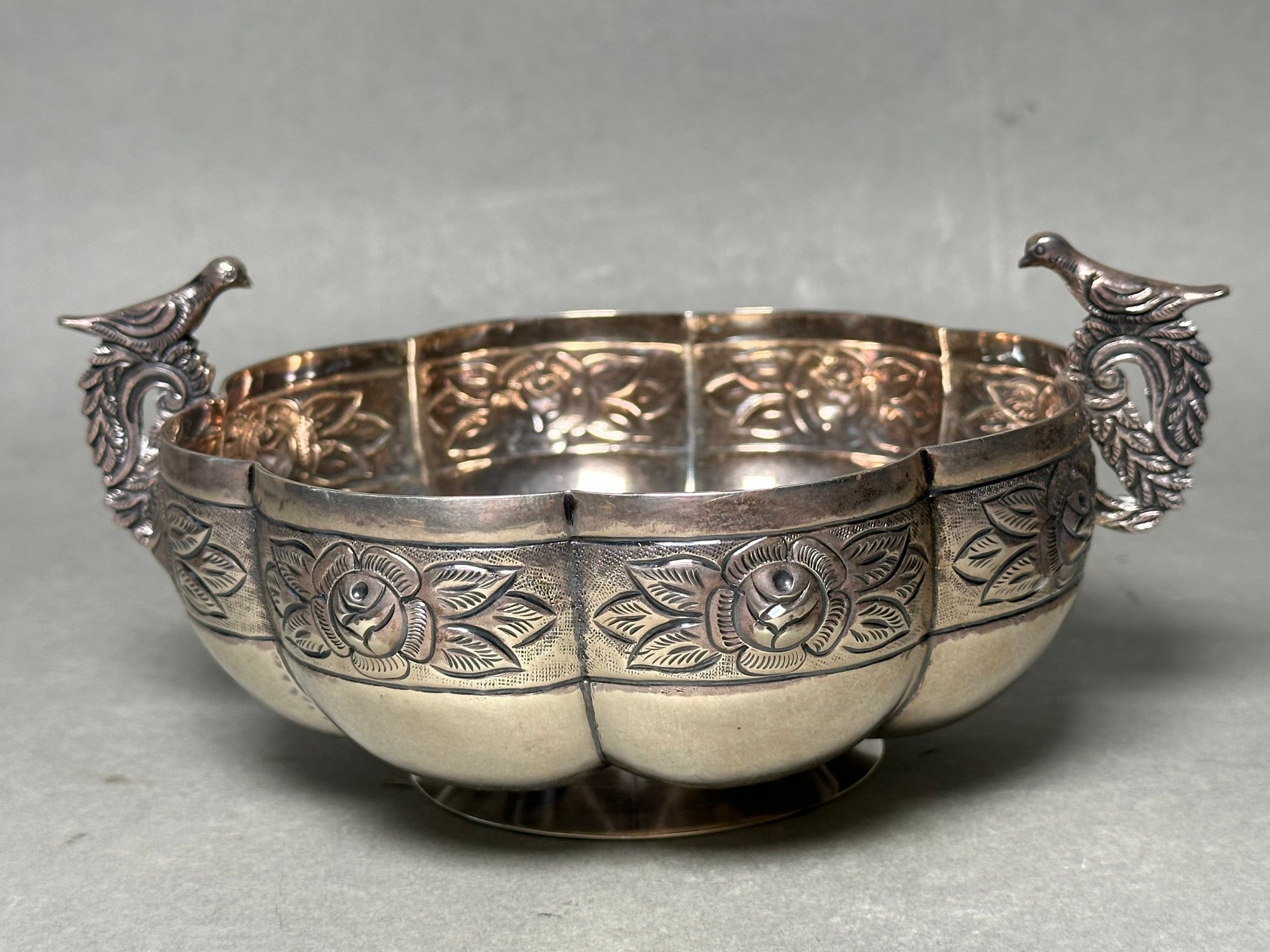 Vintage Sanborns Mexico Sterling Silver Aztec Rose Bird Handled Desert ...